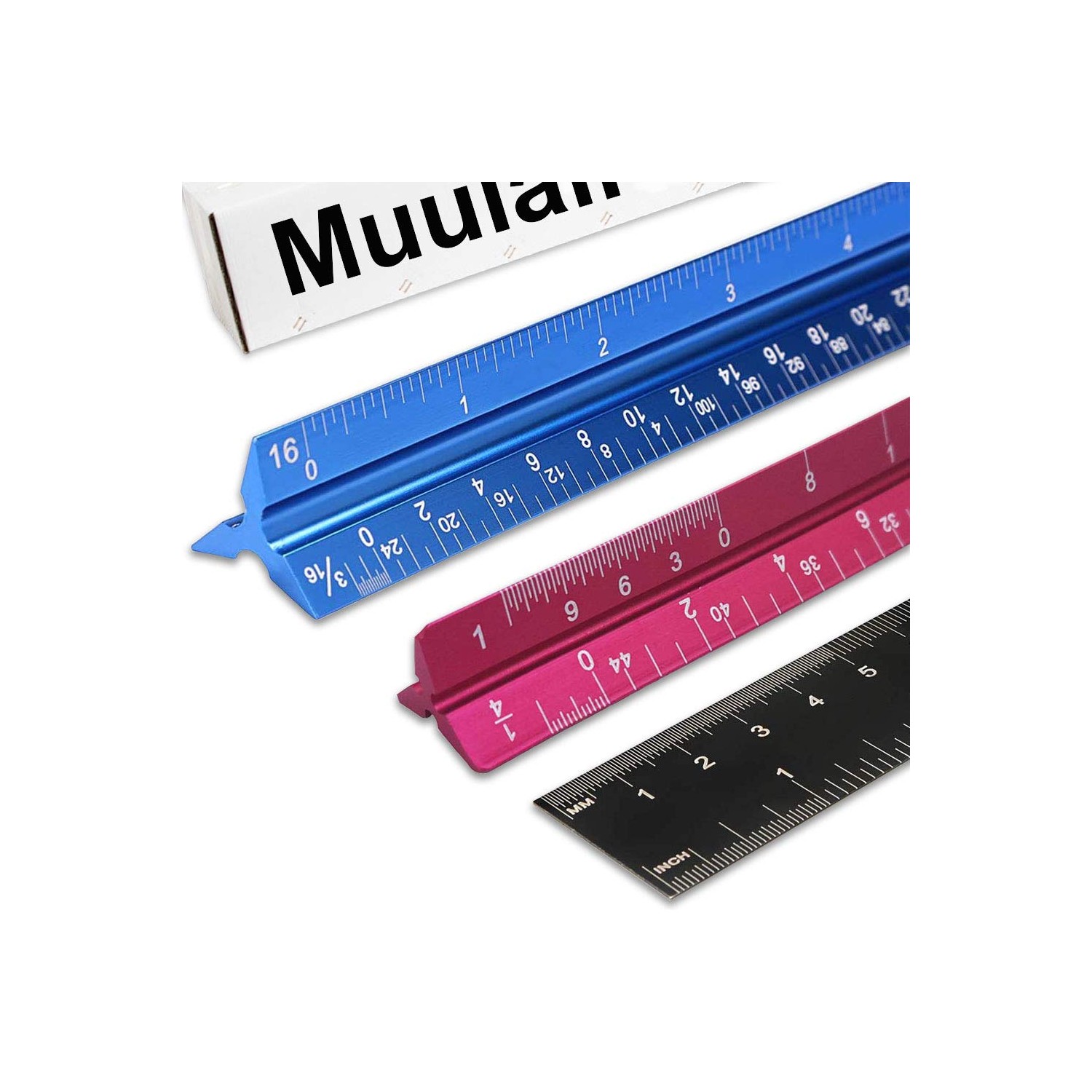 FUTGLOBAL Set of 3 Aluminum Engineering Scale Metal Ruler Set ...