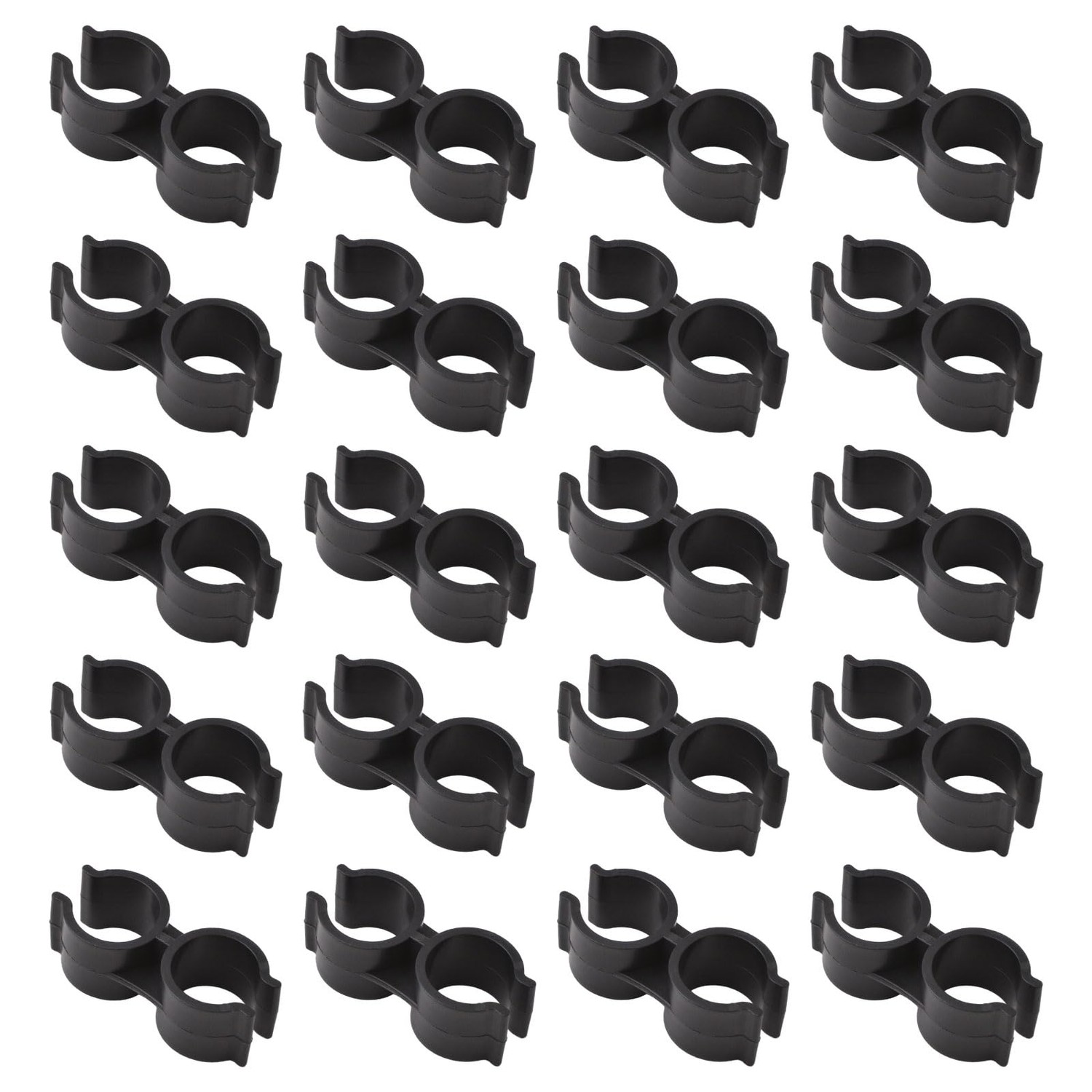 UFURMATE 20pcs Black U Shaped Double Port Pipe Clamps Clips Plastic ...