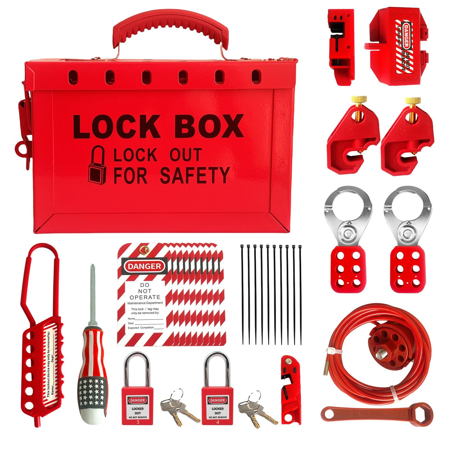 BULANGDI Lockout Tagout Lock Box Portable Group Loto Box Kit Steel ...