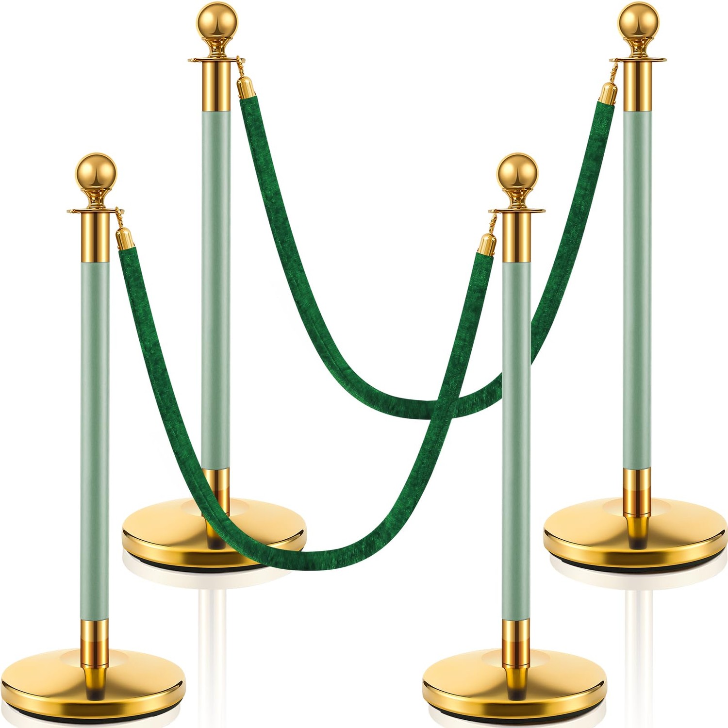 Landhoow 4 Pcs Sage Green Stainless Steel Stanchions Post with Green ...