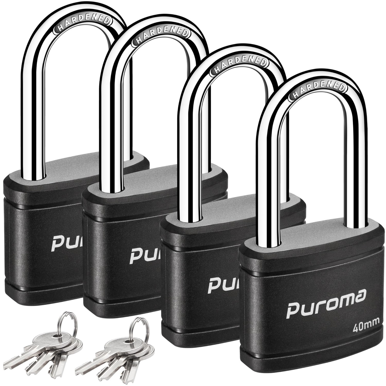 Puroma 4 Pack Keyed Padlock with 6 Keys Alike, 1.8 Inch Locker Lock ...