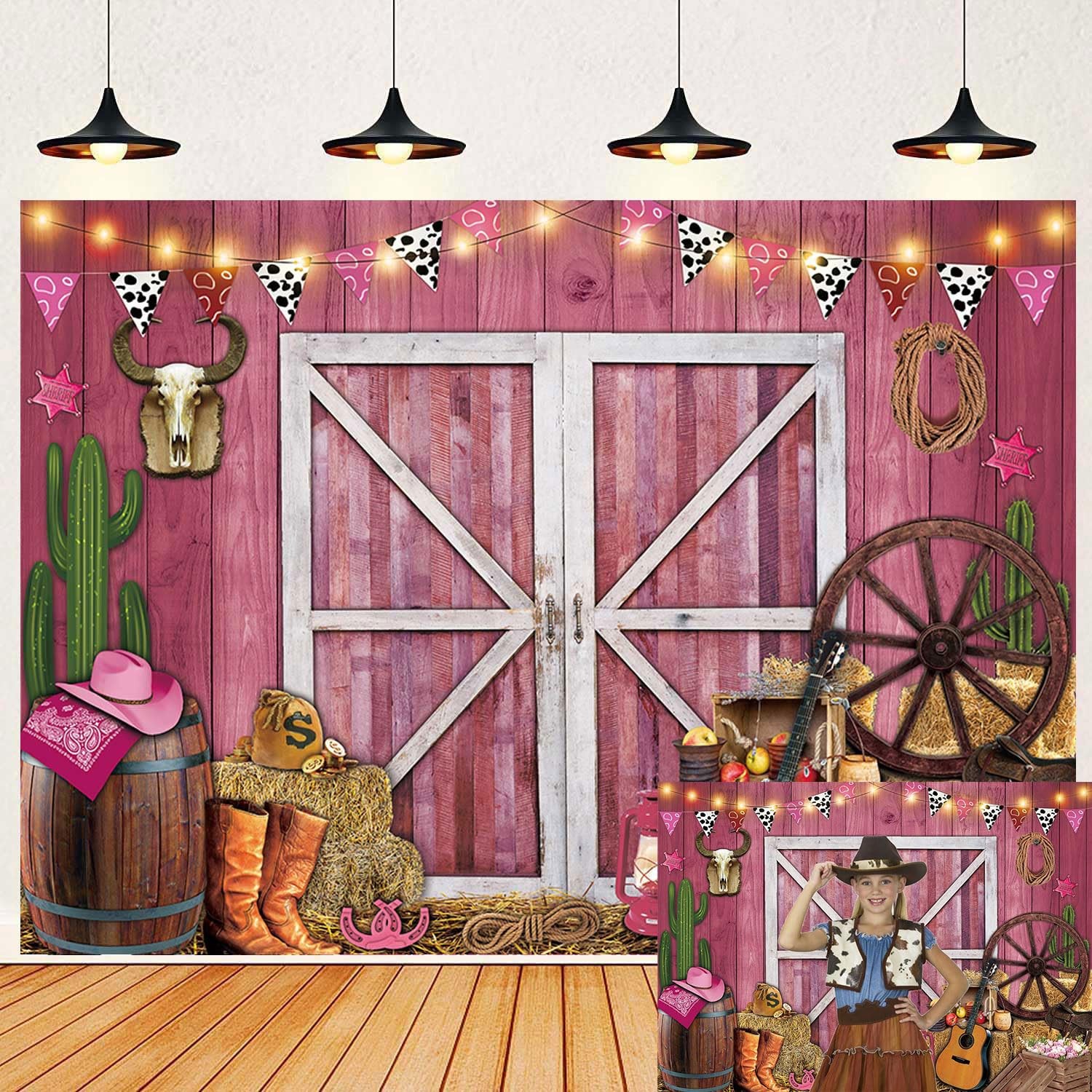Western Cowgirl Backdrop Pink Barn Background for Photography Cowgirl ...