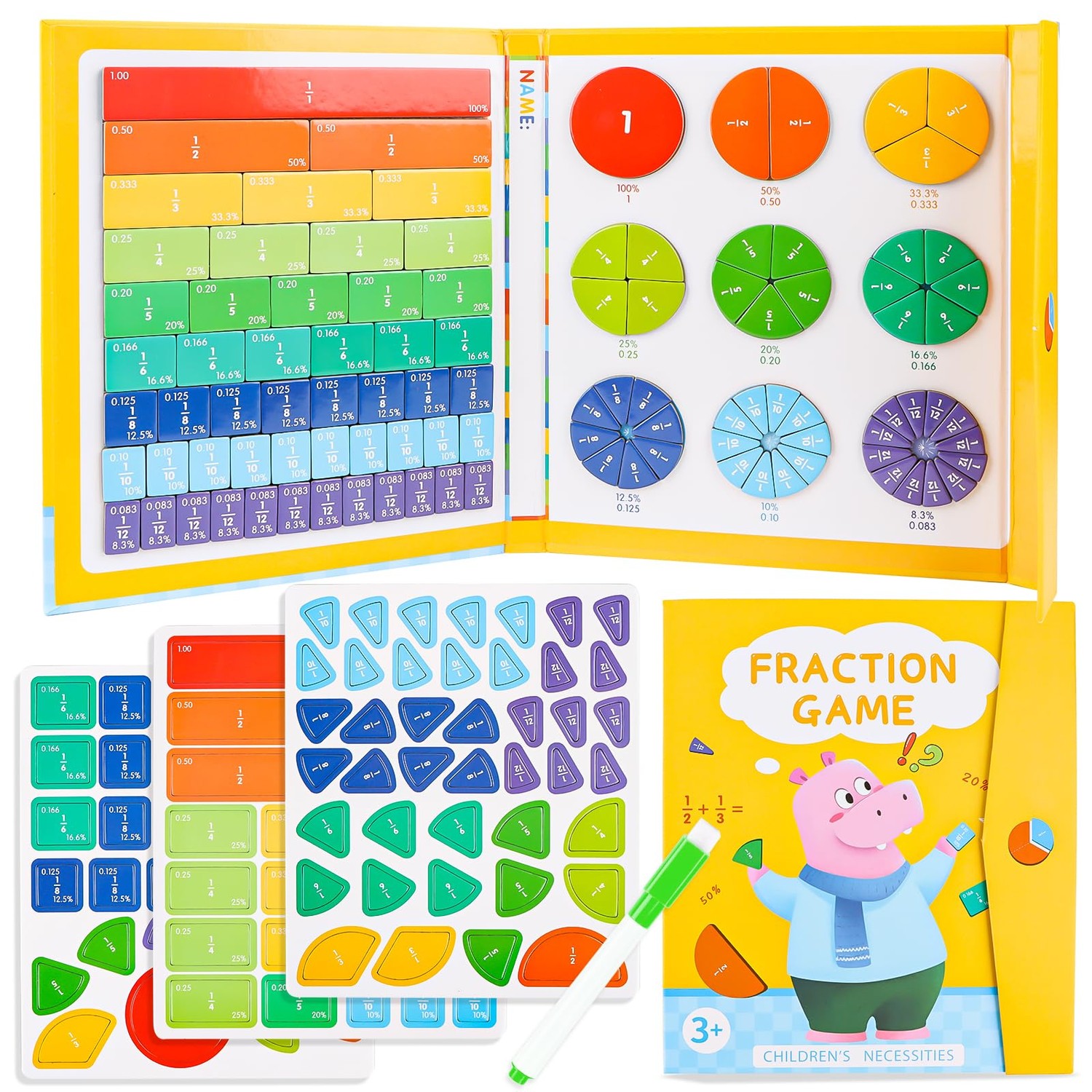 Wooden Fraction Calculation Montessori Material, Arithmetic Learning ...
