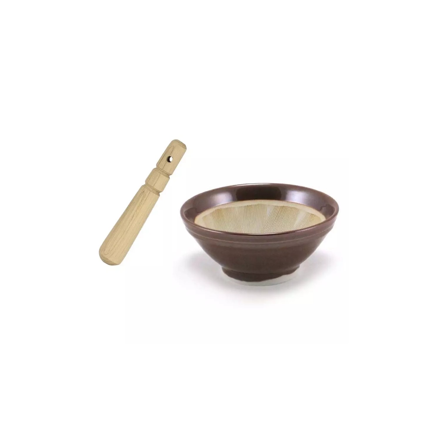 Made in Japan Japanese 6"D Ceramic Brown Suribachi Mortar Bowl w ...