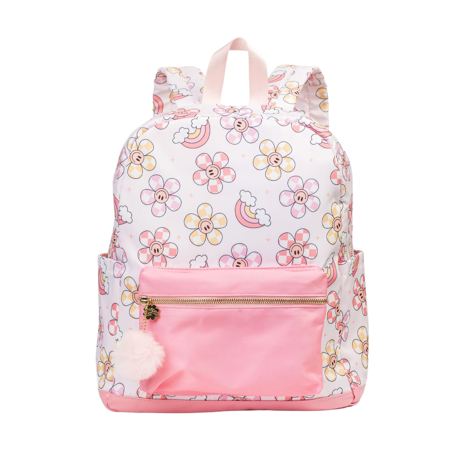 Noa Jayne Co. Daisy Pink Backpack with Pom Pom Keychain – Girls School ...
