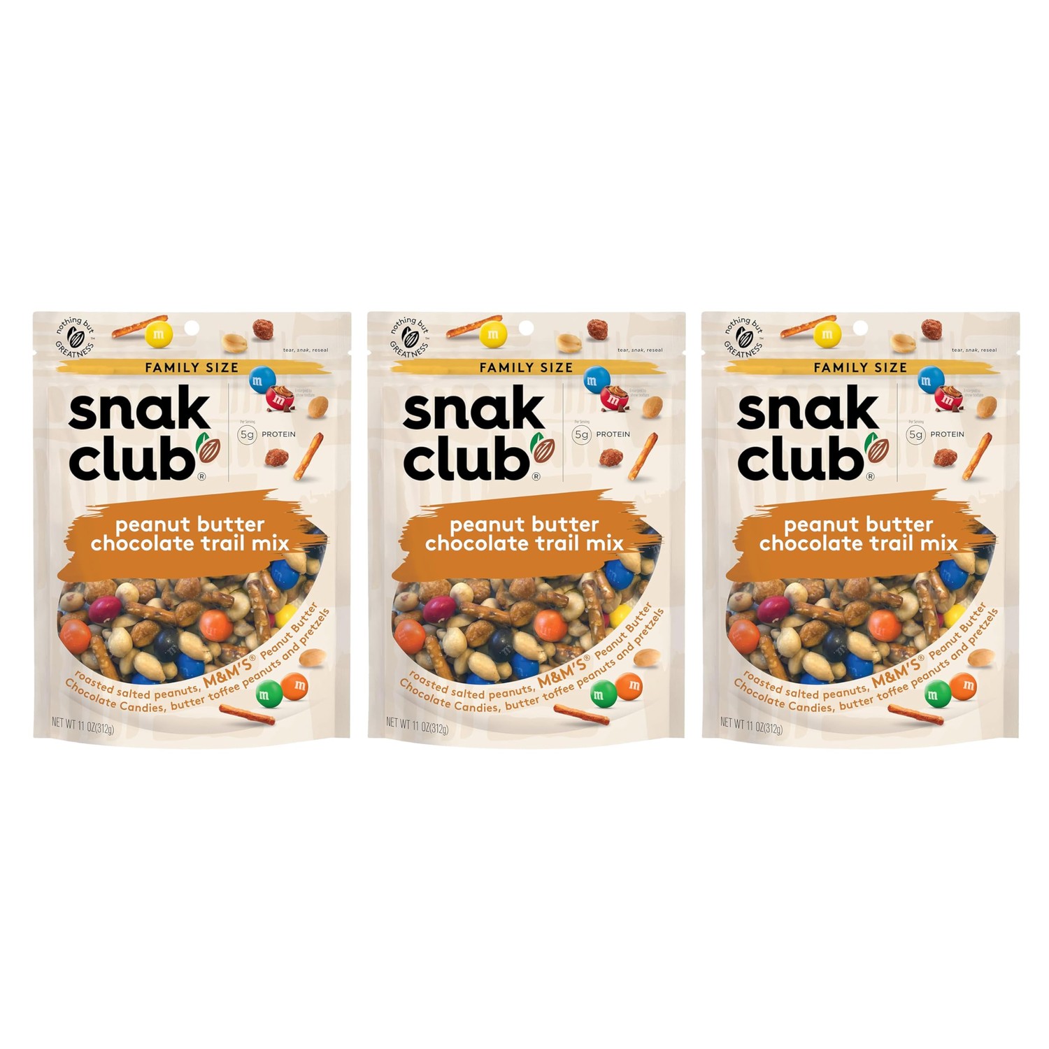 Snak Club Peanut Butter Chocolate Trail Mix with Peanuts, Peanut Butter ...