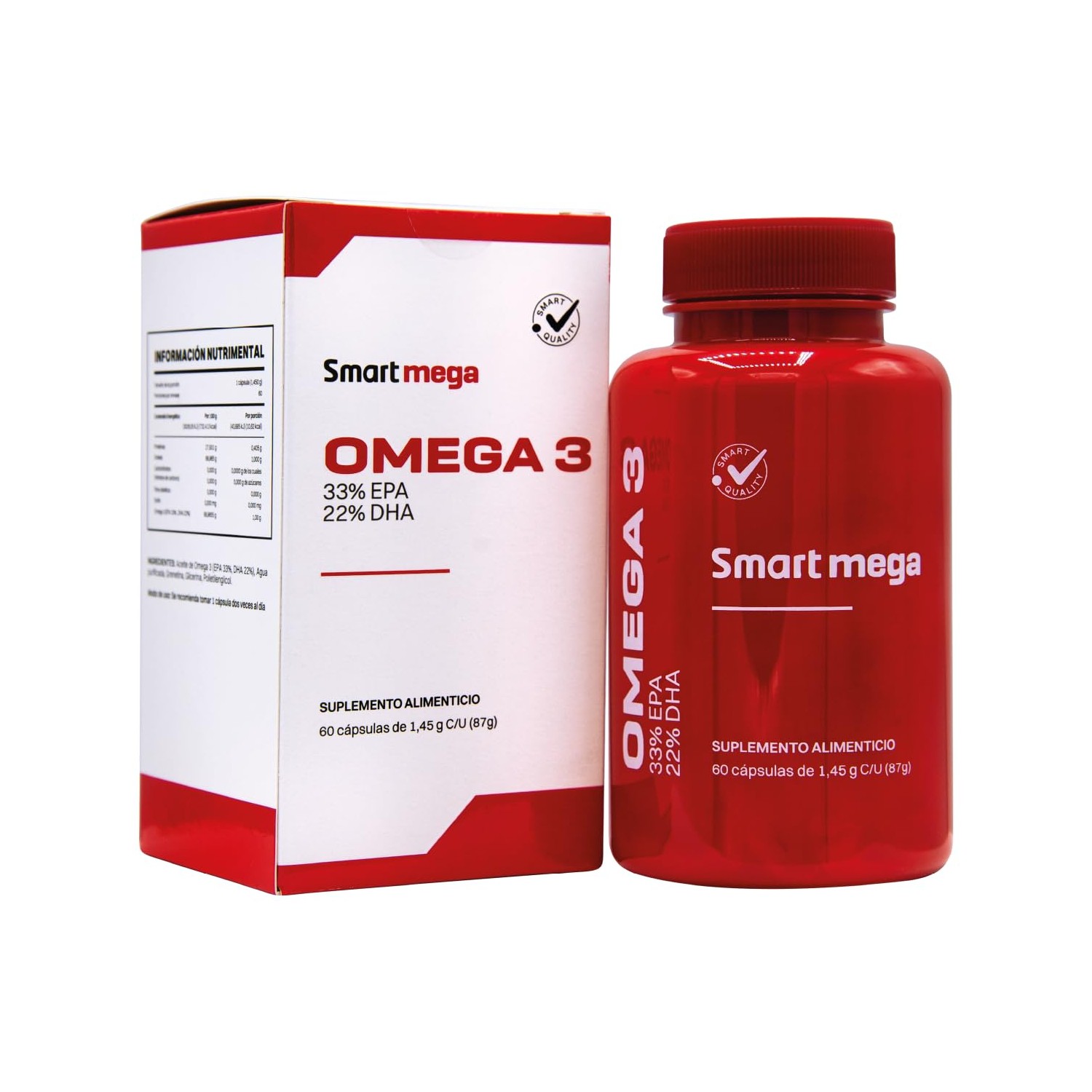 Smart Mega |OMEGA 3 | Suplemento alimenticio | 30 cápsulas | - ibspot.com