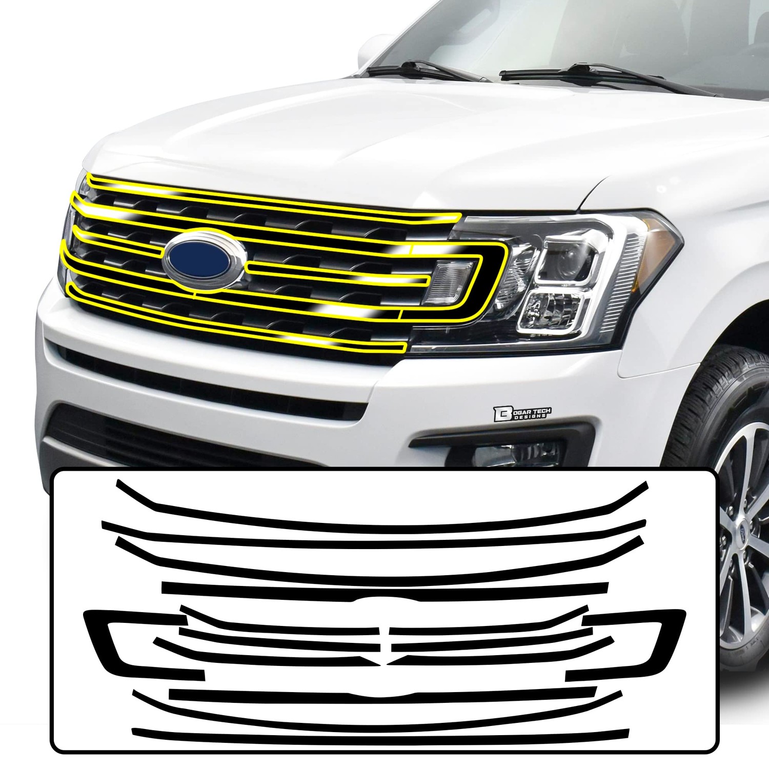 BOGAR TECH DESIGNS Grille Front Bumper Chrome Delete Sticker Decal ...