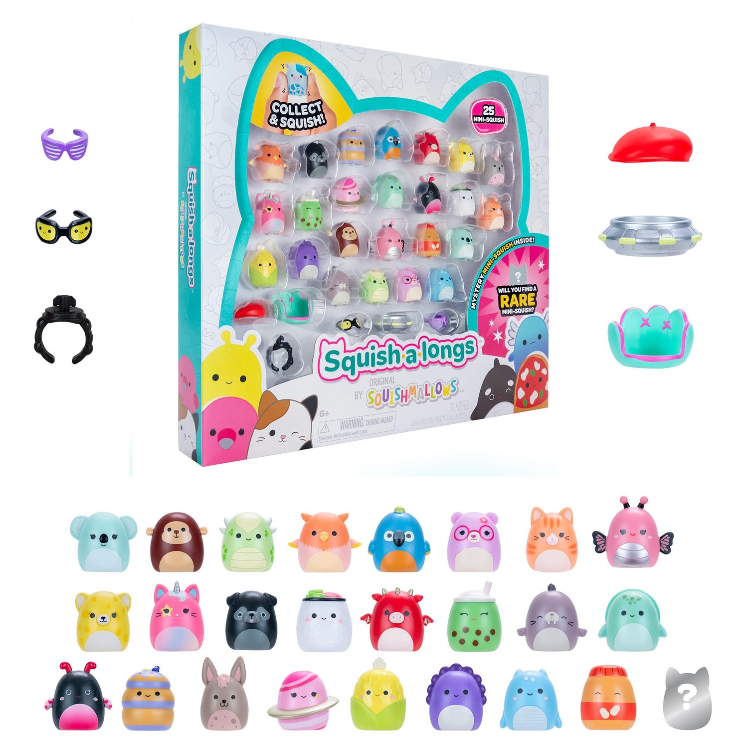 Squish-a-longs 25-Pack - Series 3 - (25) 1" Mini-Squish, 5 Accessories ...