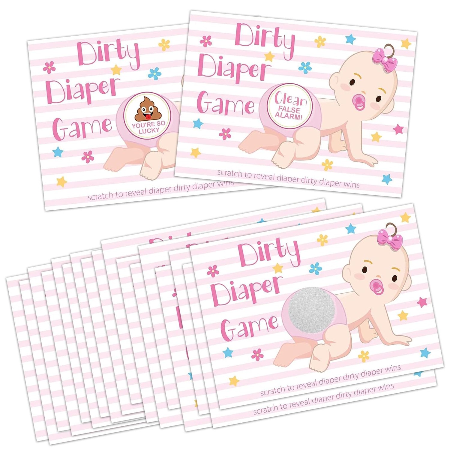 JOLINTAL 24 Guest Baby Shower Scratch Off Poop Game, Baby Shower Games ...