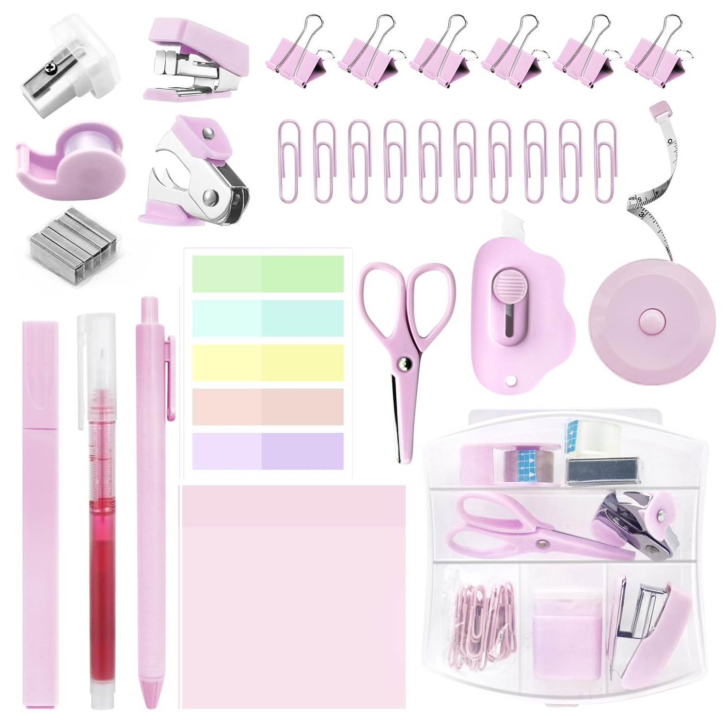 Mini School Supplies Kit, Pink Mini Stapler with Staples and Tape ...