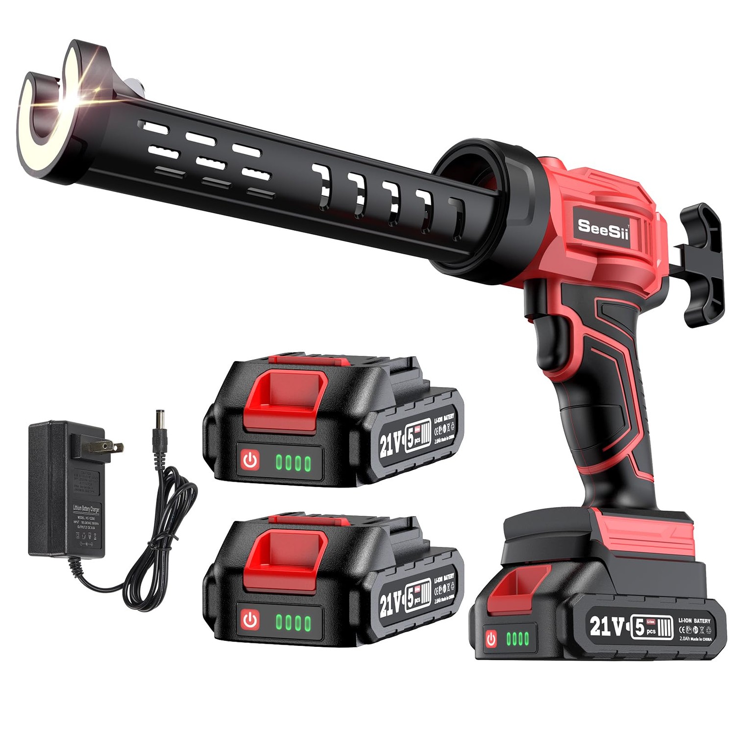 Seesii Cordless Caulking Gun[Upgraded], 21V Battery Operated Caulk Gun ...