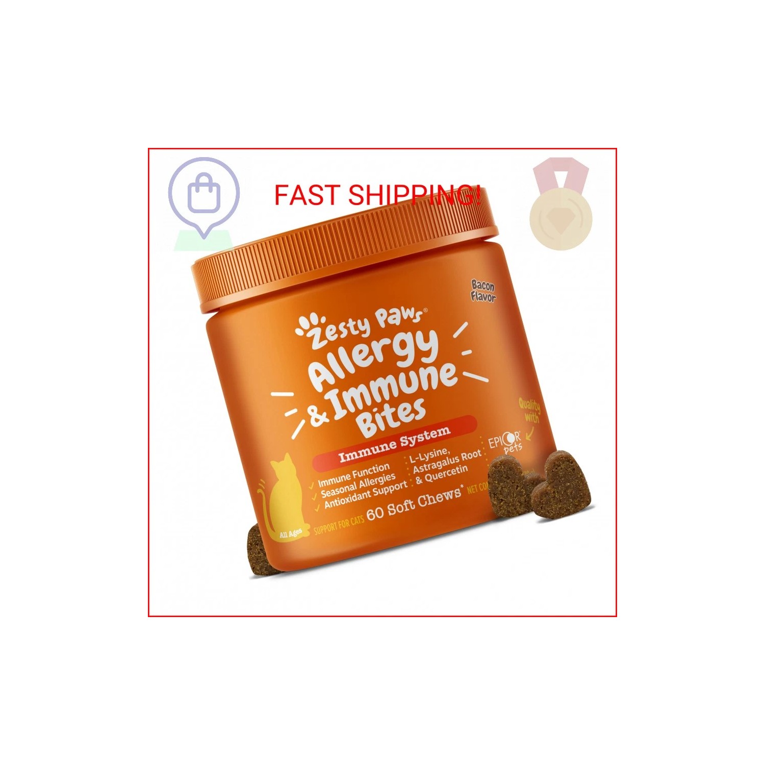 Zesty Paws Cat Allergy Relief - Anti Itch Supplement - Omega 3 ...