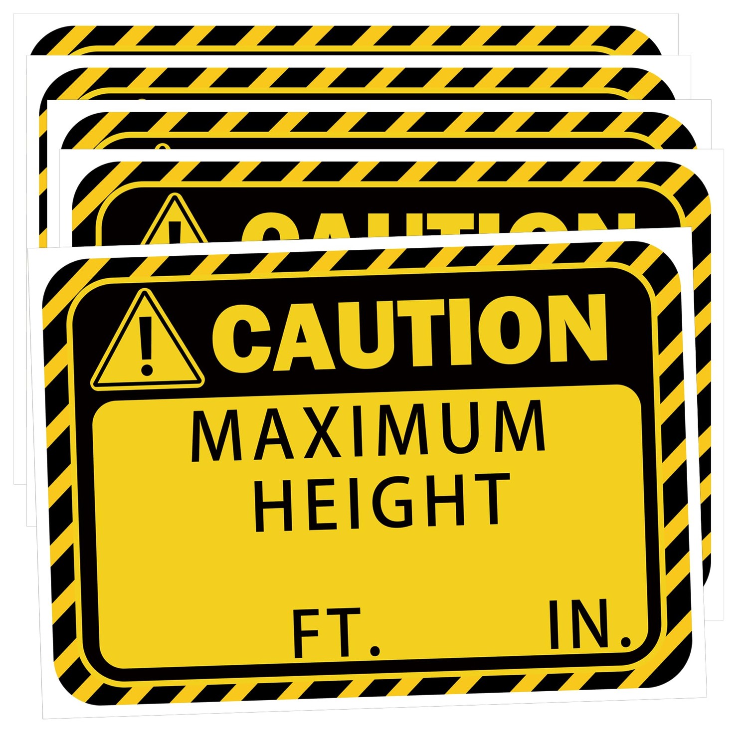 Large Caution Maximum Height Sign Stickers 4x6 inch Safety Warning ...