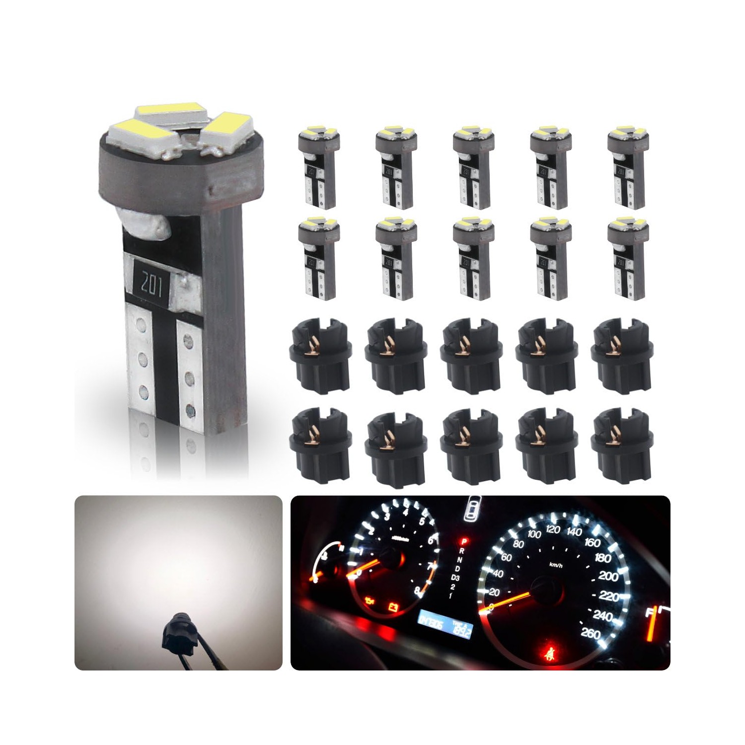 siweex T5 LED bulbs White 74 73 37 2721 Car Dashboard Instrument Panel ...