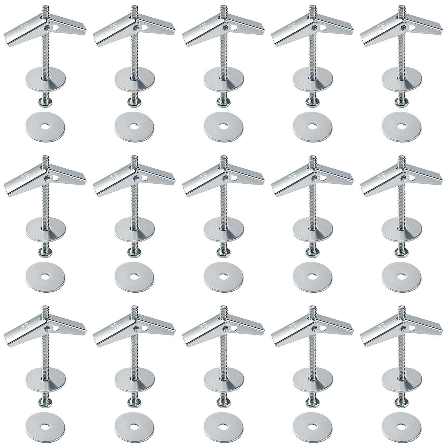 Lyeteung 15 Sets 1/8 Inch Tilt Anchors Tilt Screw Toggle Screw and Wing ...