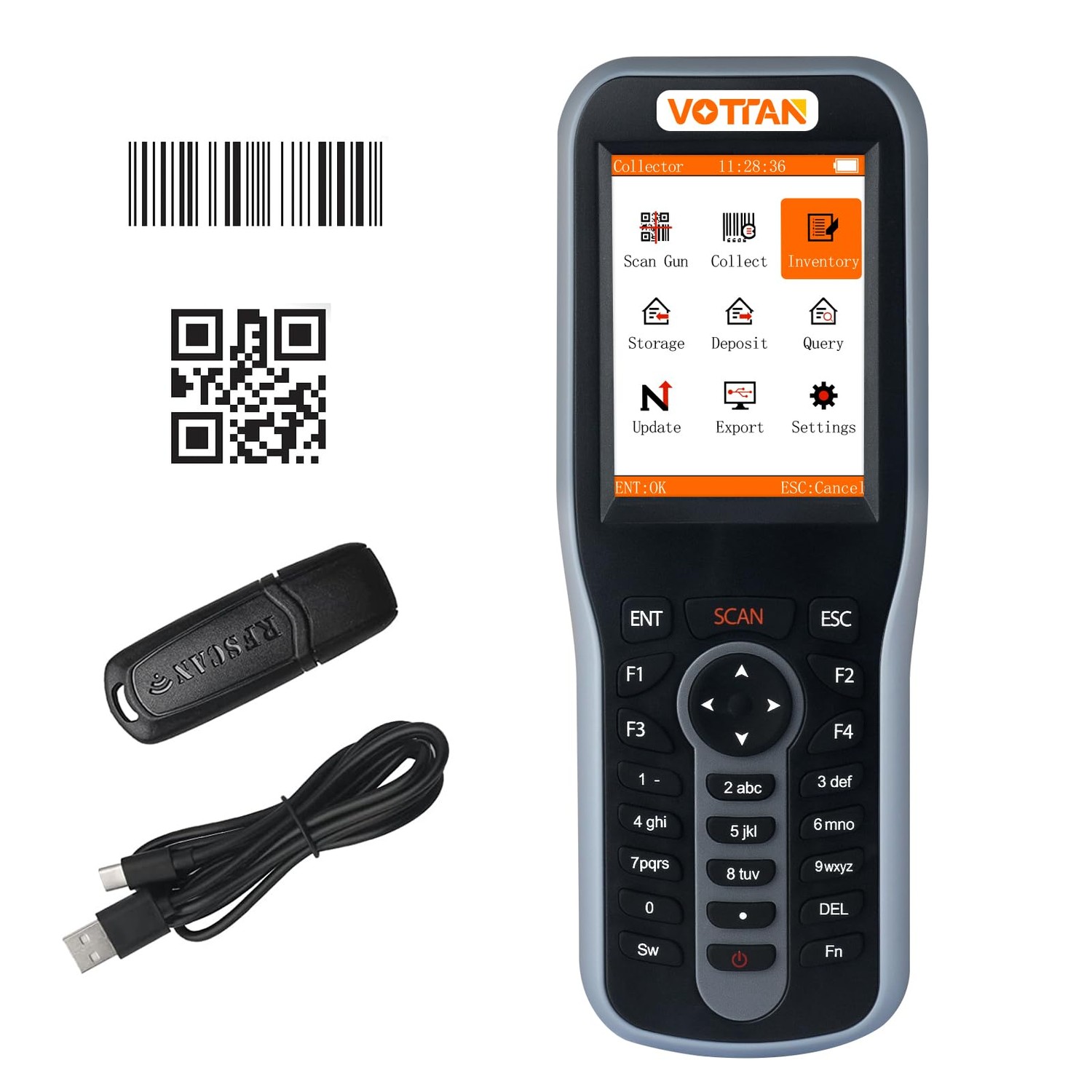 VOTTAN Inventory Scanner with 2.8'' HD Screen and Keybord, 1D 2D QR ...
