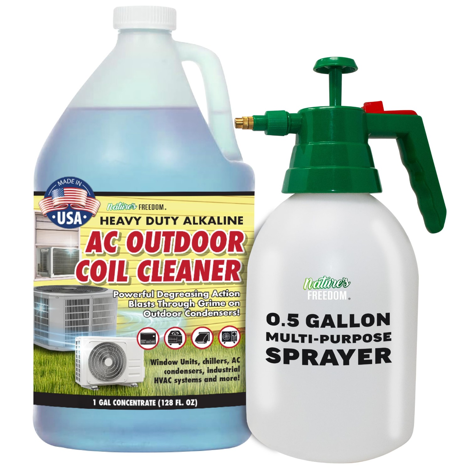 Natural's Freedom HVAC Outdoor Coil Cleaner Gallon with Pump Sprayer ...