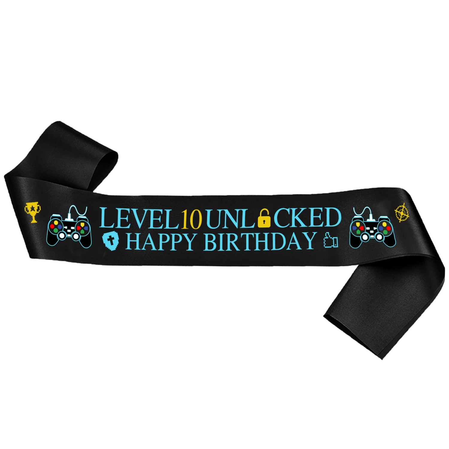 Gaming 10th Birthday Decorations Sash - Boys Level 10 Unlocked Banners ...
