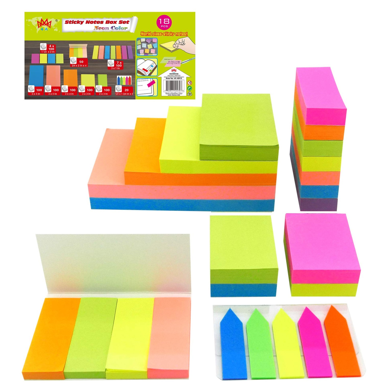 4A Sticky Notes Value Pack, Neon Assorted The Most Commonly Used Sizes ...