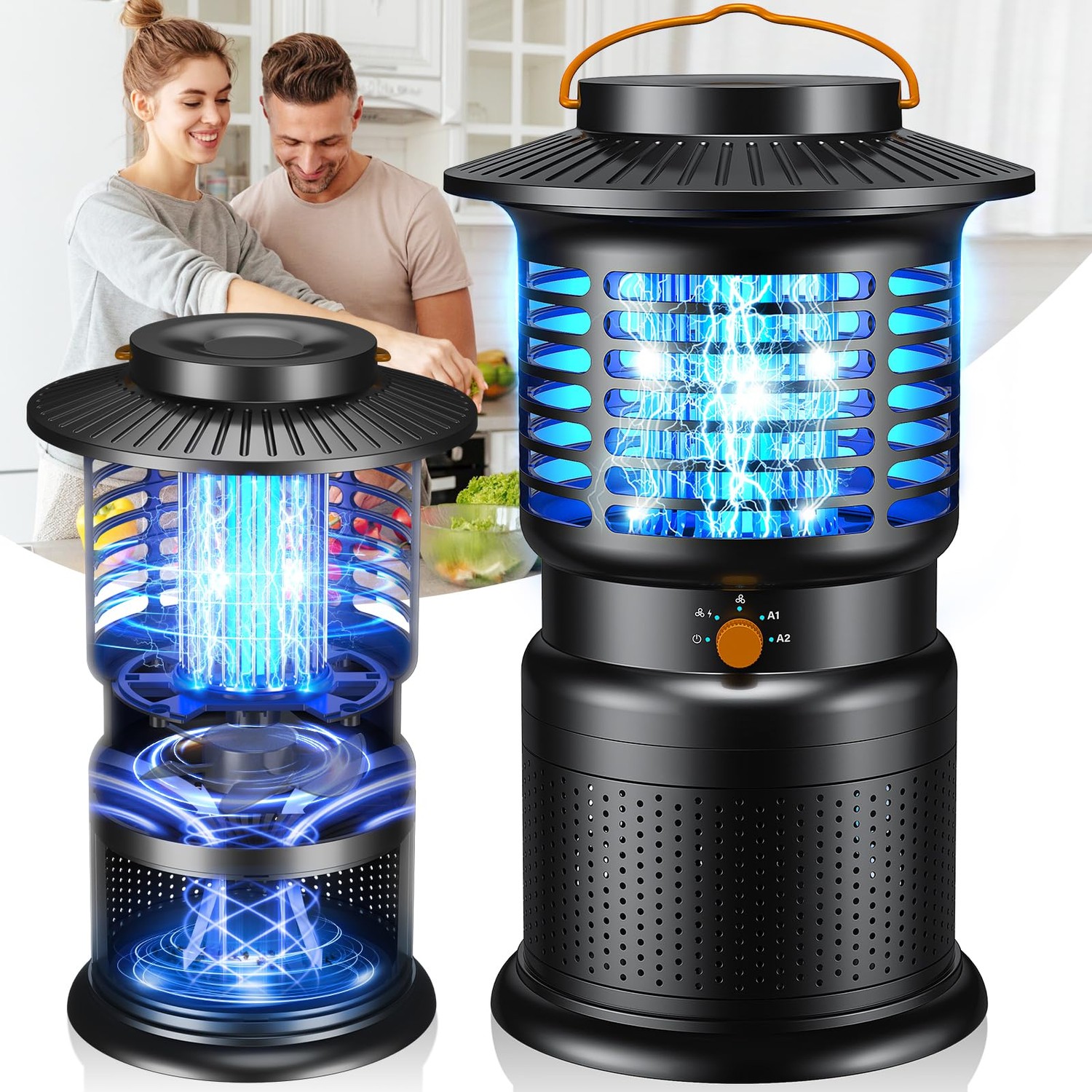 GTERT 3-in-1 Mosquito Trap & Bug Zapper, Portable Rechargeable Fly ...