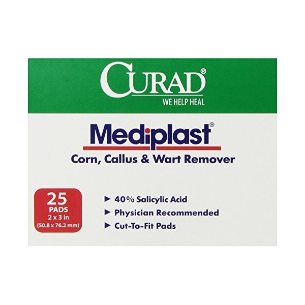 Curad Mediplast Corn, Callus, & Wart Remover, 40% Salicylic Acid Pads ...