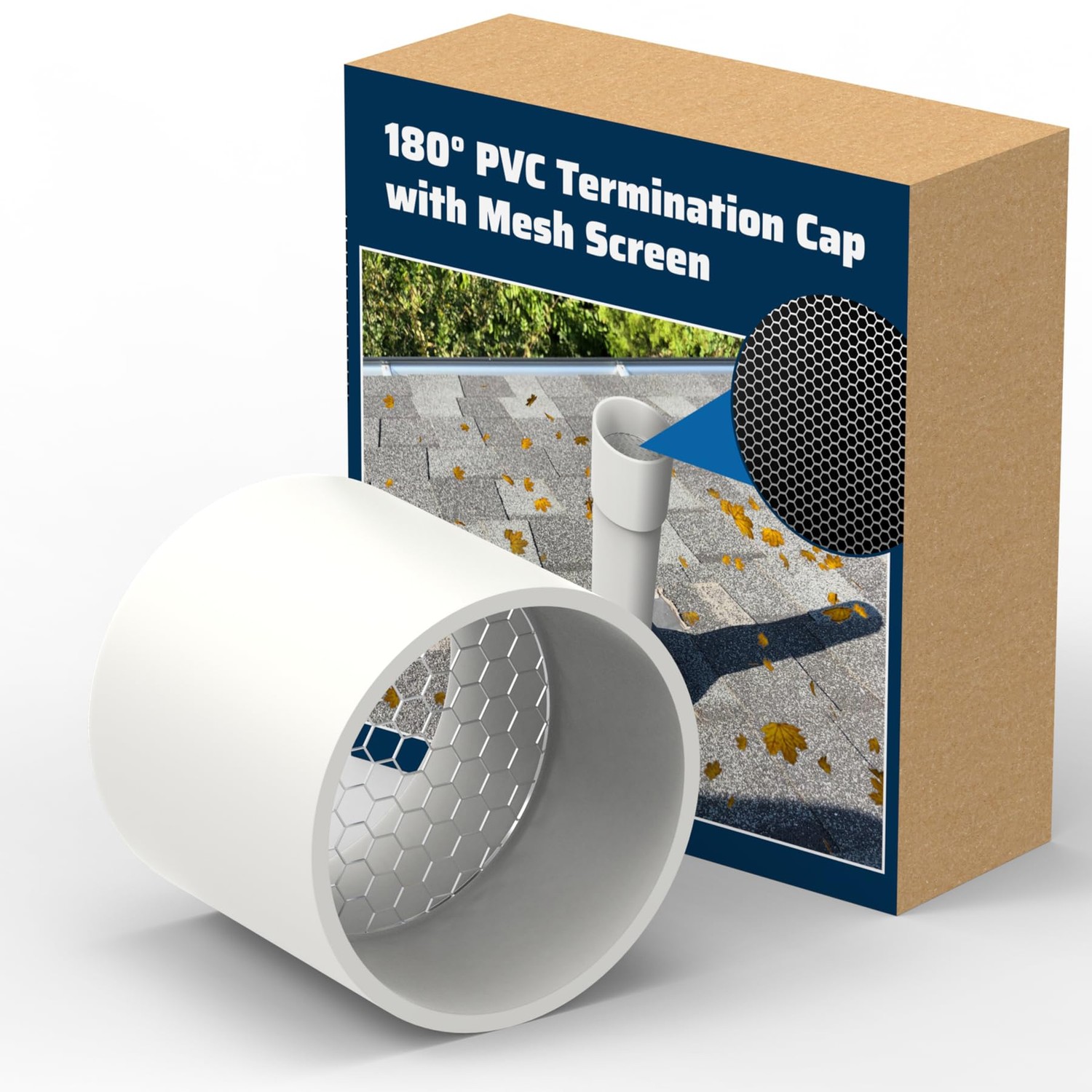 Pearwow PVC Vent Termination Cap, 1 Pcs Roof Vent Cap with Pipe Screen ...