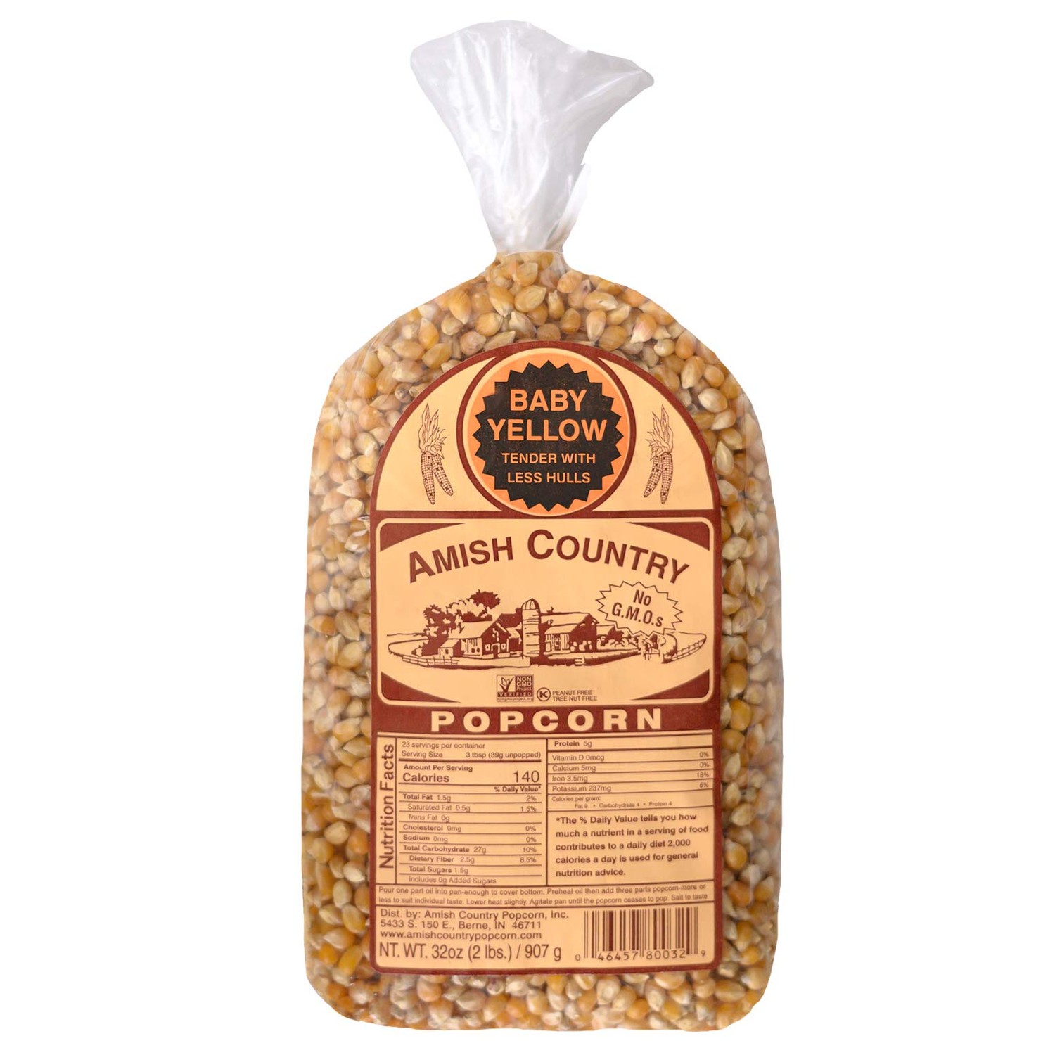 Amish Country Popcorn | 2 lb Bag | Baby Yellow Popcorn Kernels | Old ...