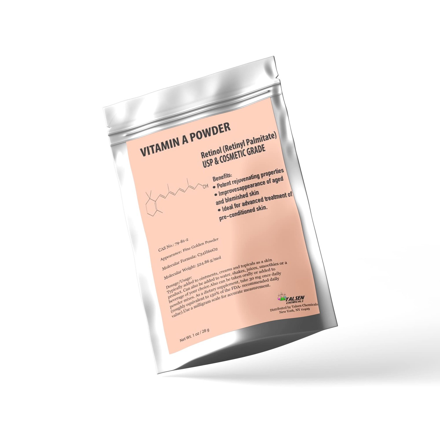 Talsen Chemicals Vitamin A Powder Retinyl Palmitate, Pure Retinol ...
