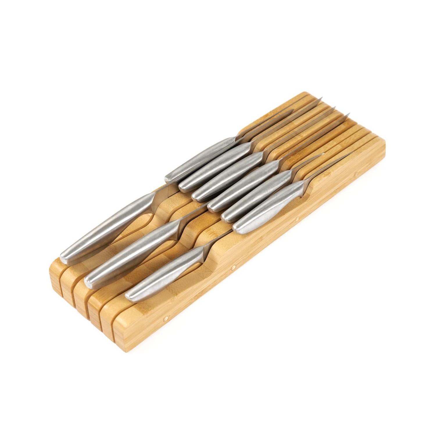 KitchenEdge Bamboo Kitchen Knife Block Holder Organizer - Holds 5 Long ...