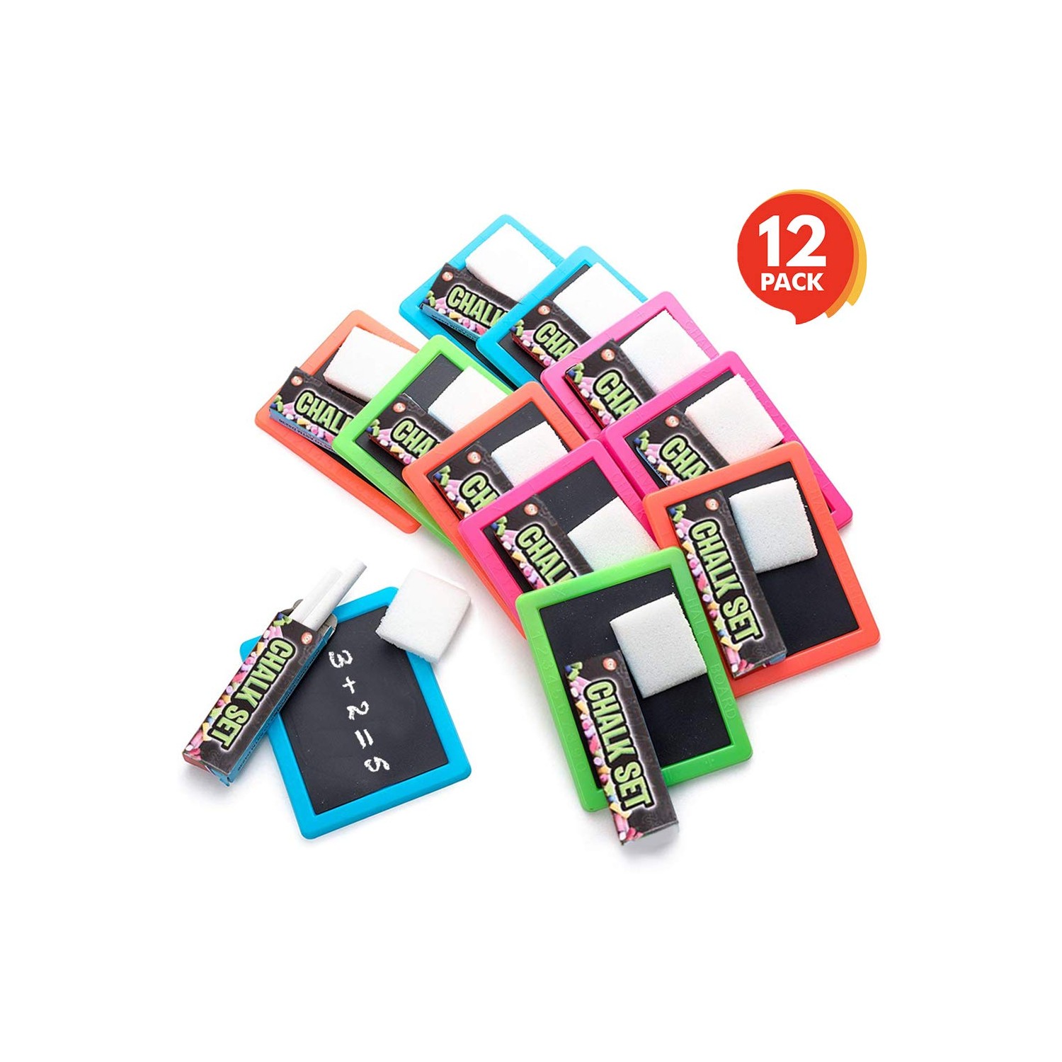 ArtCreativity Neon Chalkboard Set for Kids - 12 Kits - 1 Mini Chalk ...