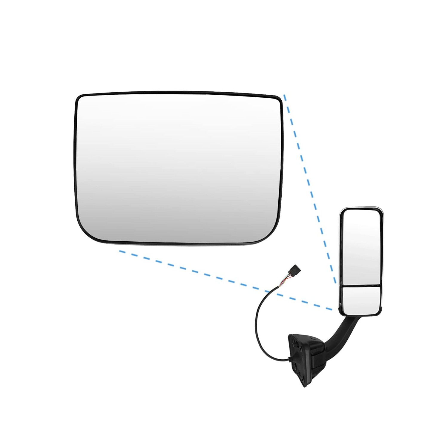 YUANJUFITT Heated Lower Mirror Glass for Freightliner Cascadia 2008 ...
