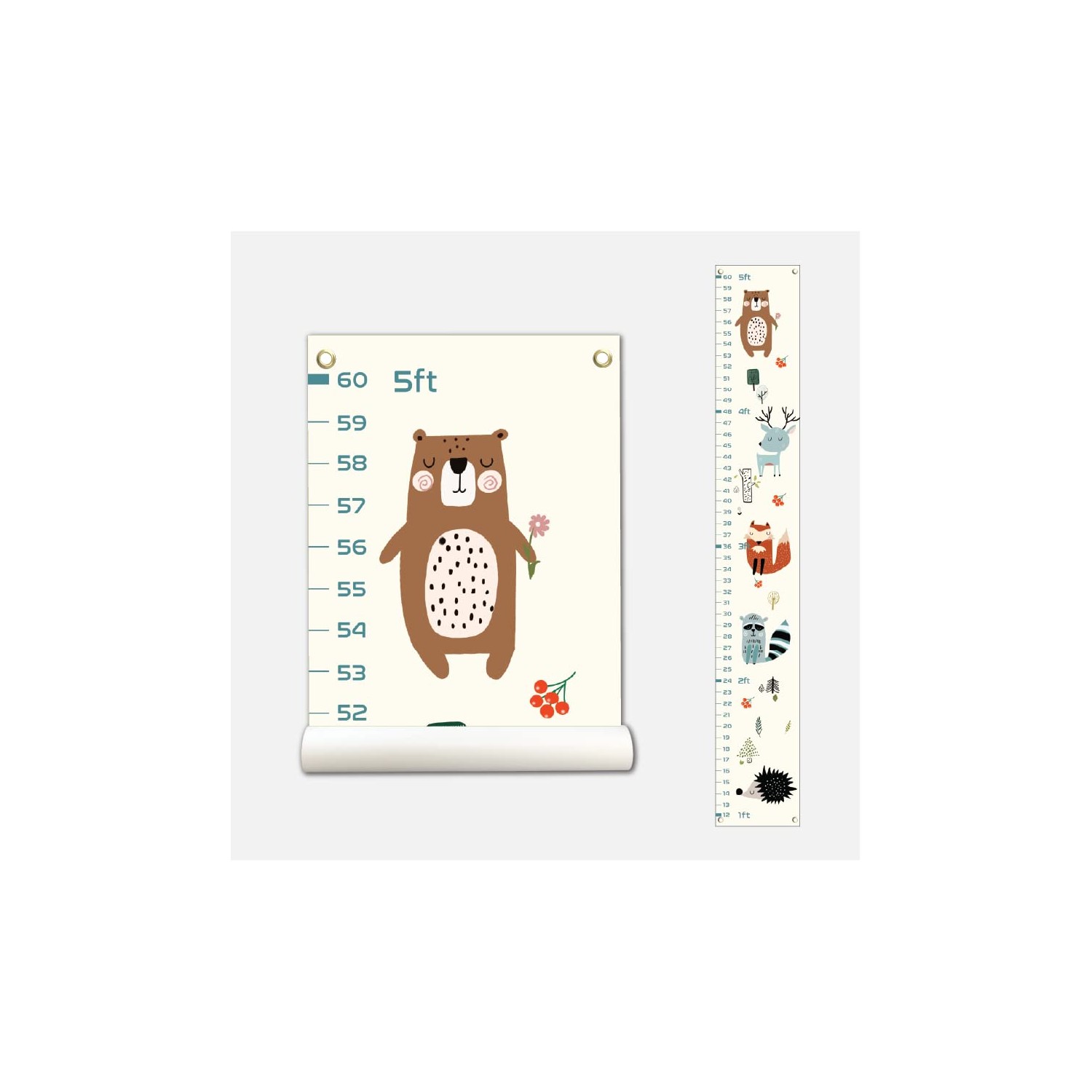 Kids Canvas Growth Chart, Height Chart, Growth Chart Banner, Animal ...