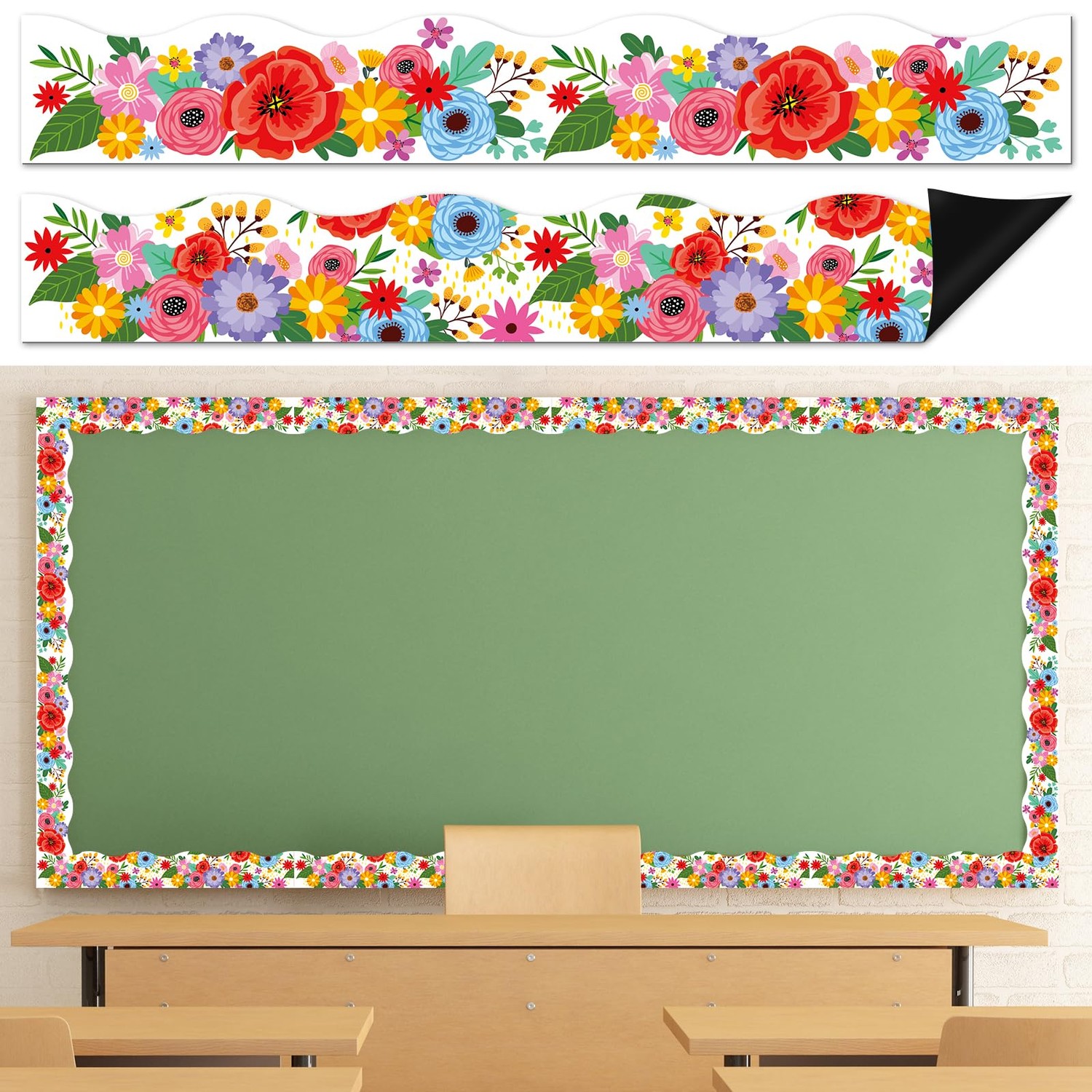 12Pcs Wildflower Magnetic Bulletin Board Borders for Classroom ...
