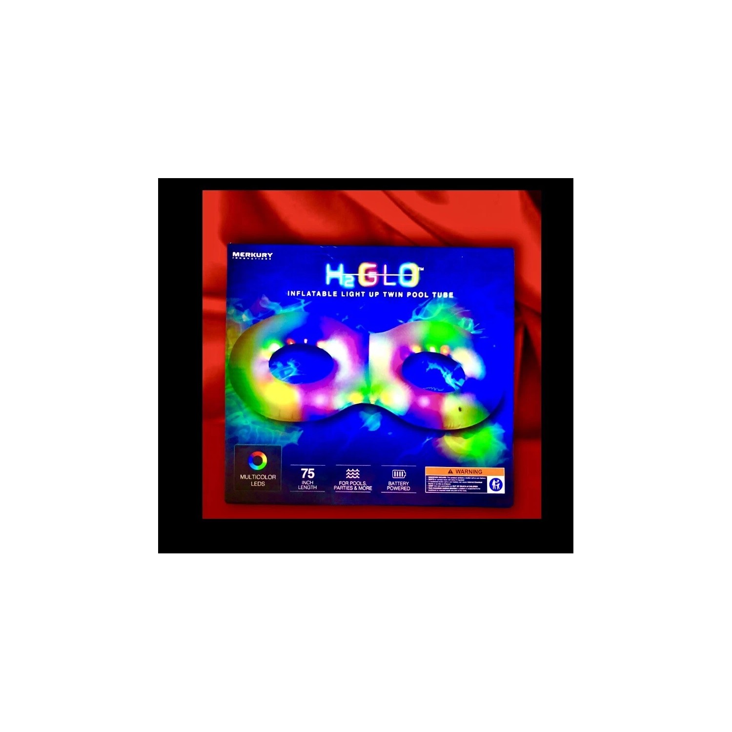 Merkury Innovations 75” H2GLO Inflatable Light Up Twin Pool Tube With ...