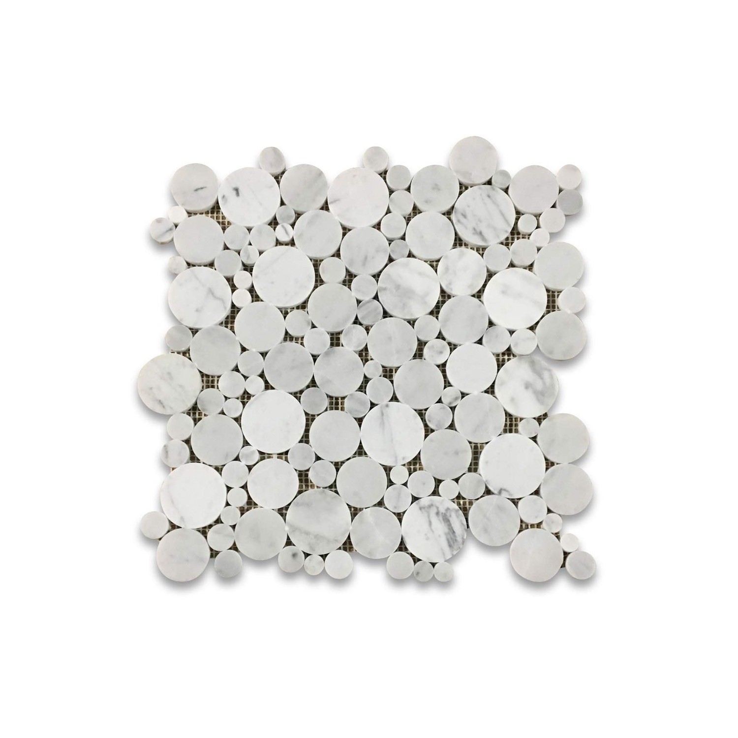 Stone Center Online Carrara White Marble Bubble Round Paramount Mosaic ...