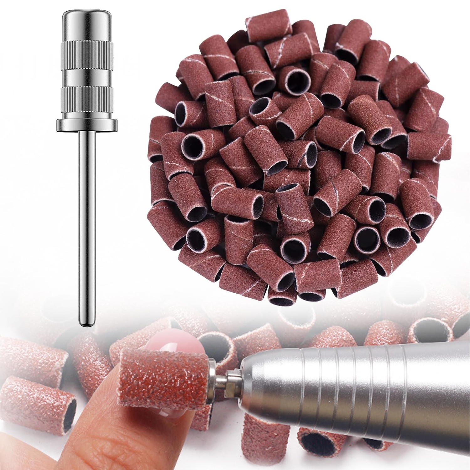 100 PCS 180# Sanding Bands for Nail Drill Polishing Nail Cuticle ...