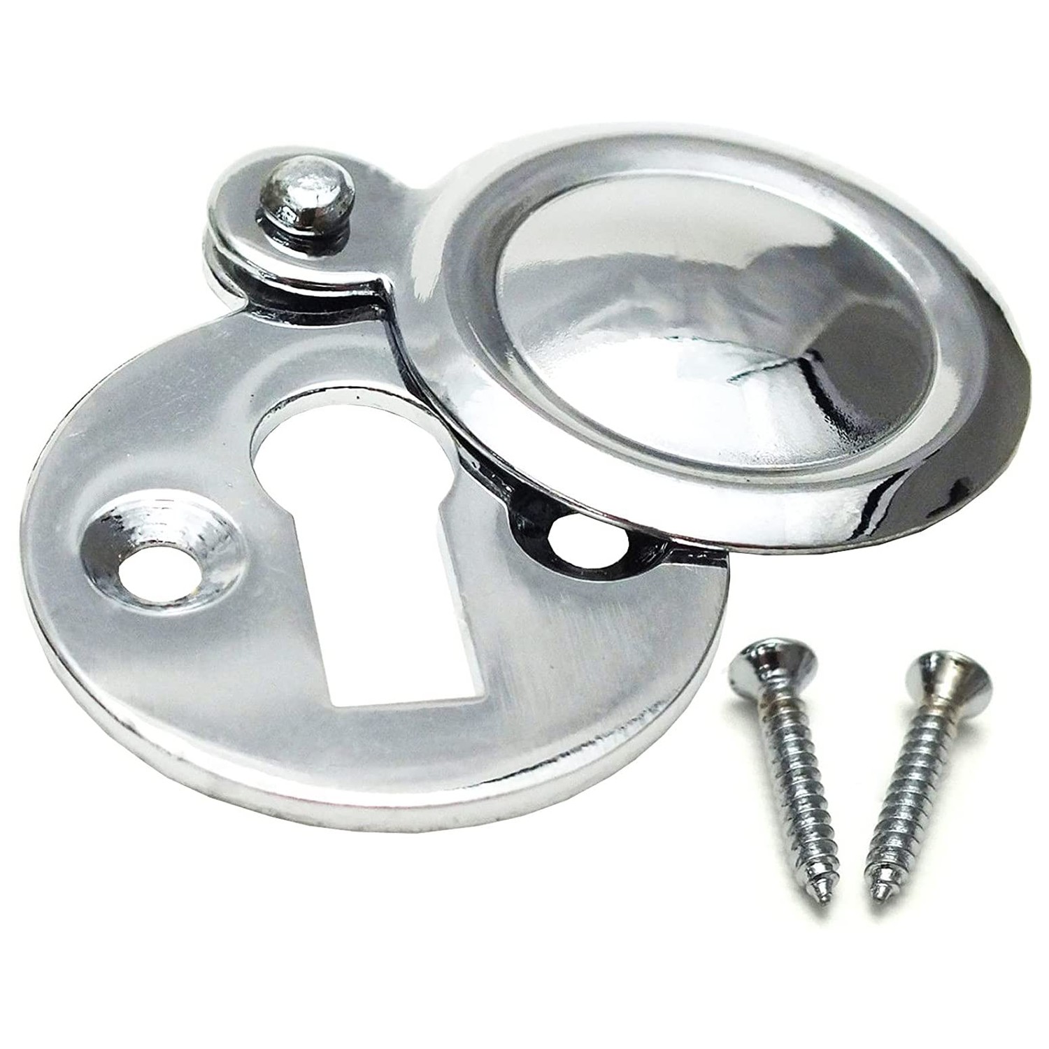 Chrome Covered Key Escutcheon Round Front Door Keyhole Victorian ...
