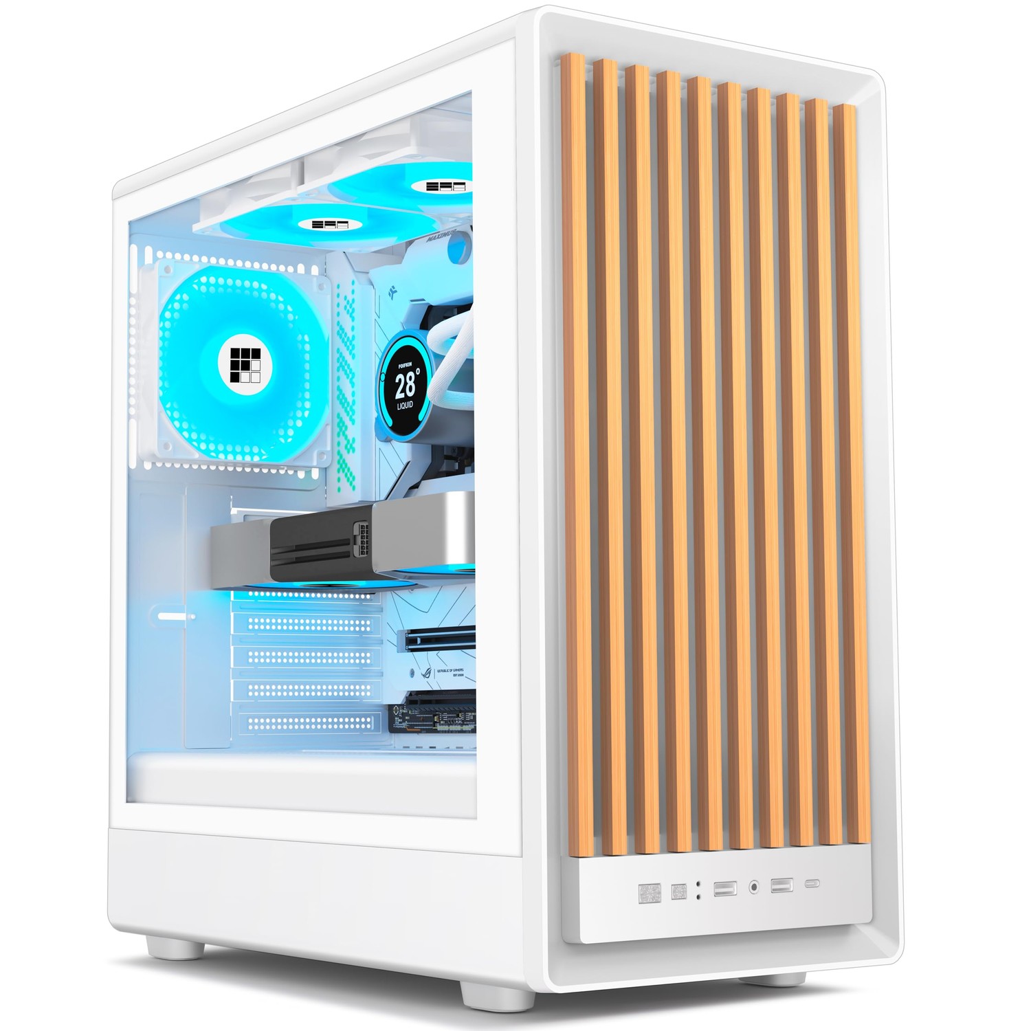 FOIFKIN M1 PC Case -Walnut Front pane Pre-Installed 4 PWM ARGB Fan, ATX ...