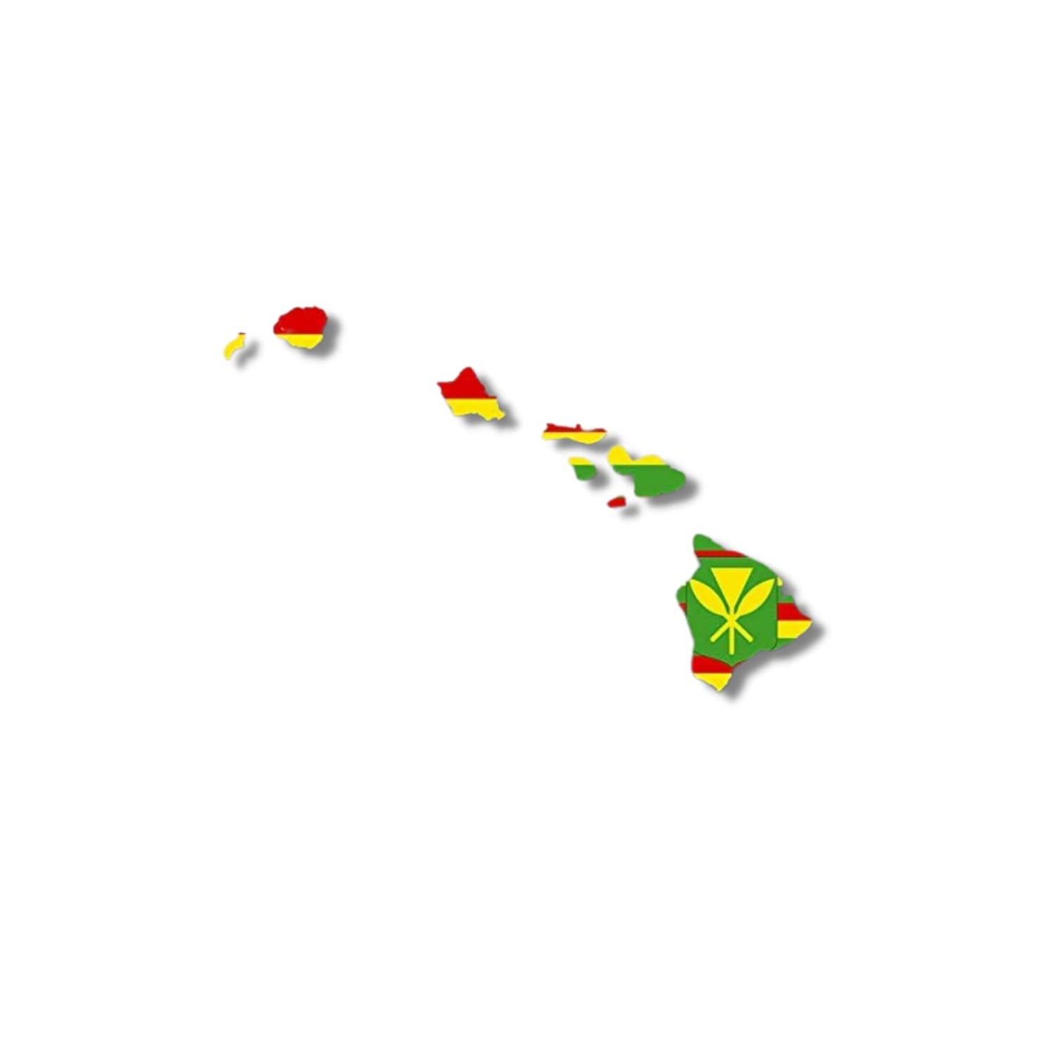 Hawaiian Islands Shaped Kanaka MAOLI Flag Sticker (hi Hawaii Maui oahu ...