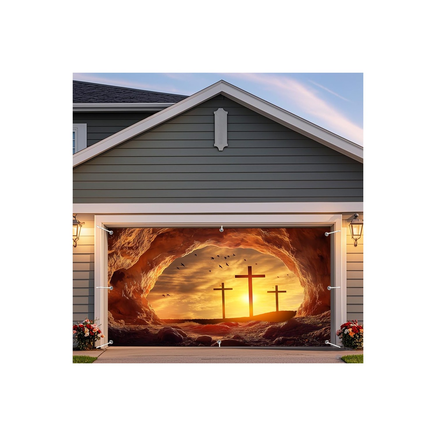 7X8ft Easter Tomb Backdrop Fabric Resurrection of Jesus Christ Cross ...