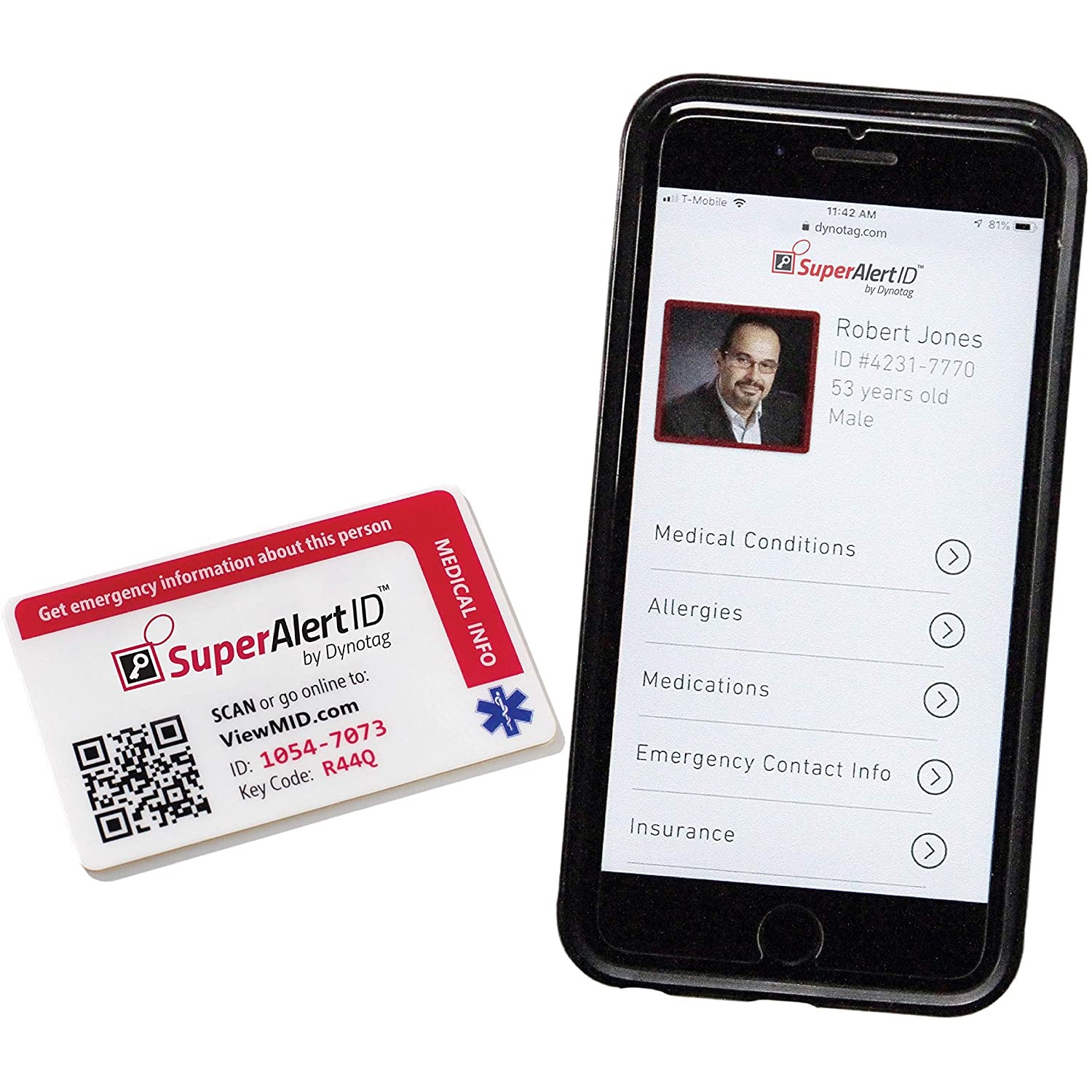 SuperAlert™ Smart Medical ID Card with Detailed Online Profile; Wallet ...