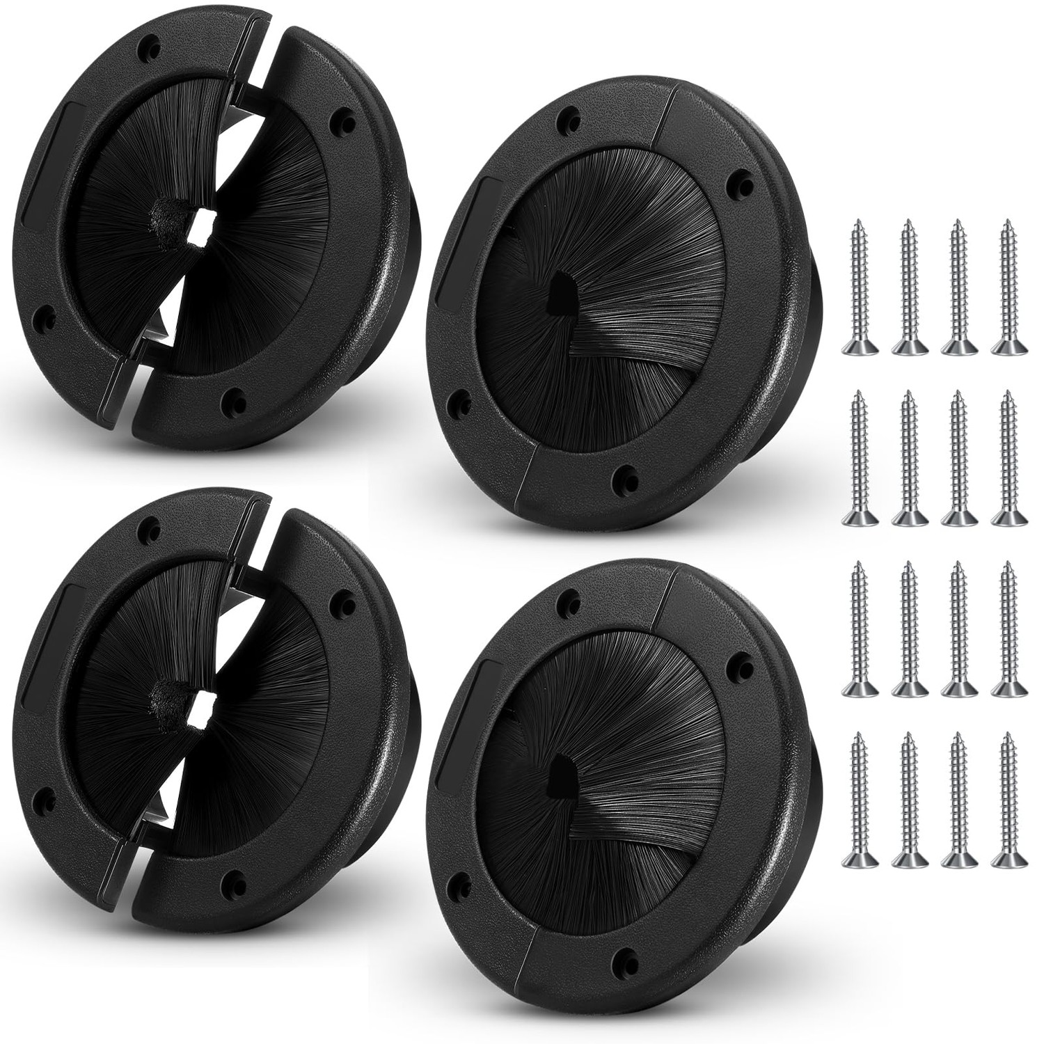 Threlaco 4 Pack 4" Round Brush Grommet Large Split Grommet Raised Floor ...
