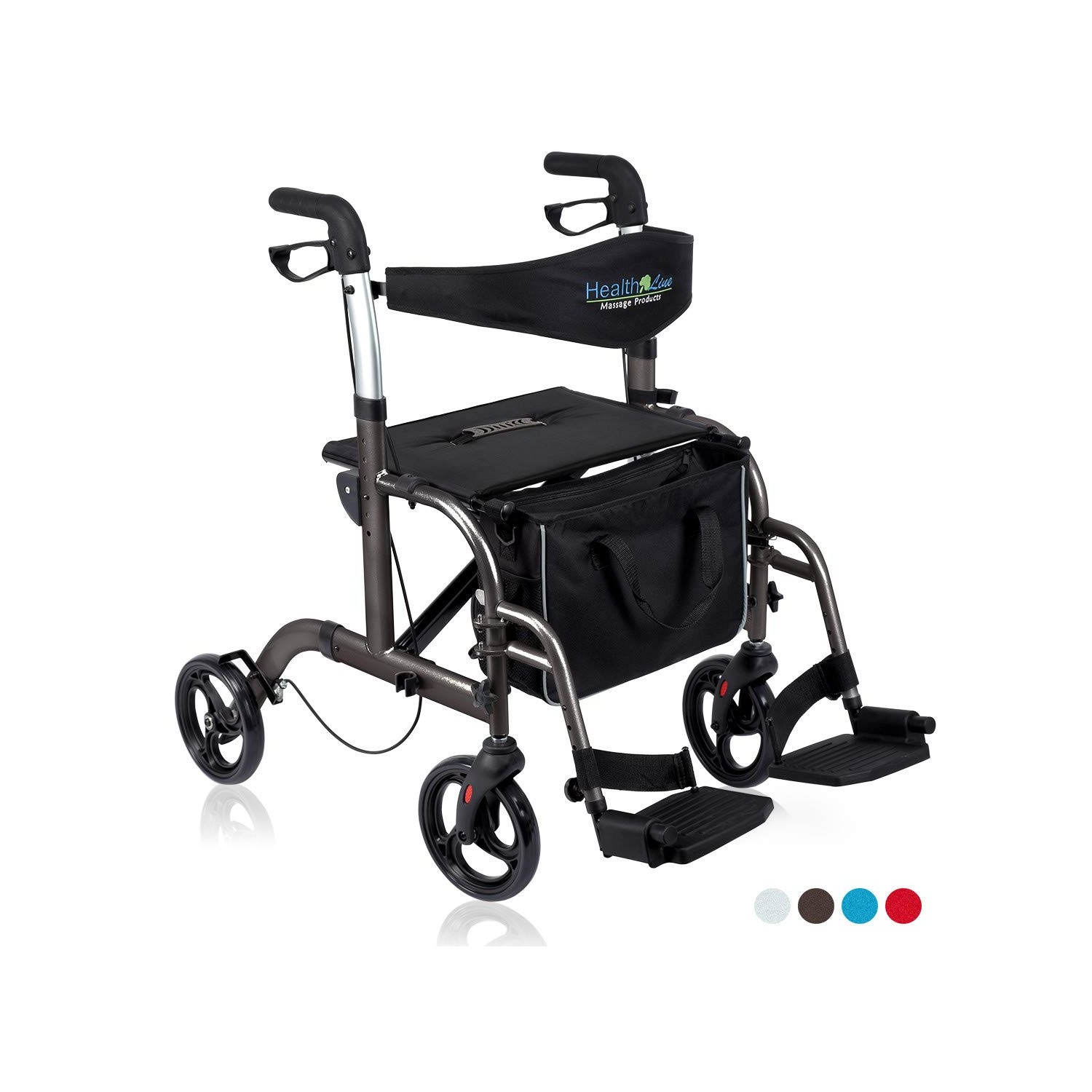 Health Line Massage Products 2 in 1 Rollator Walker & Transport Chair ...
