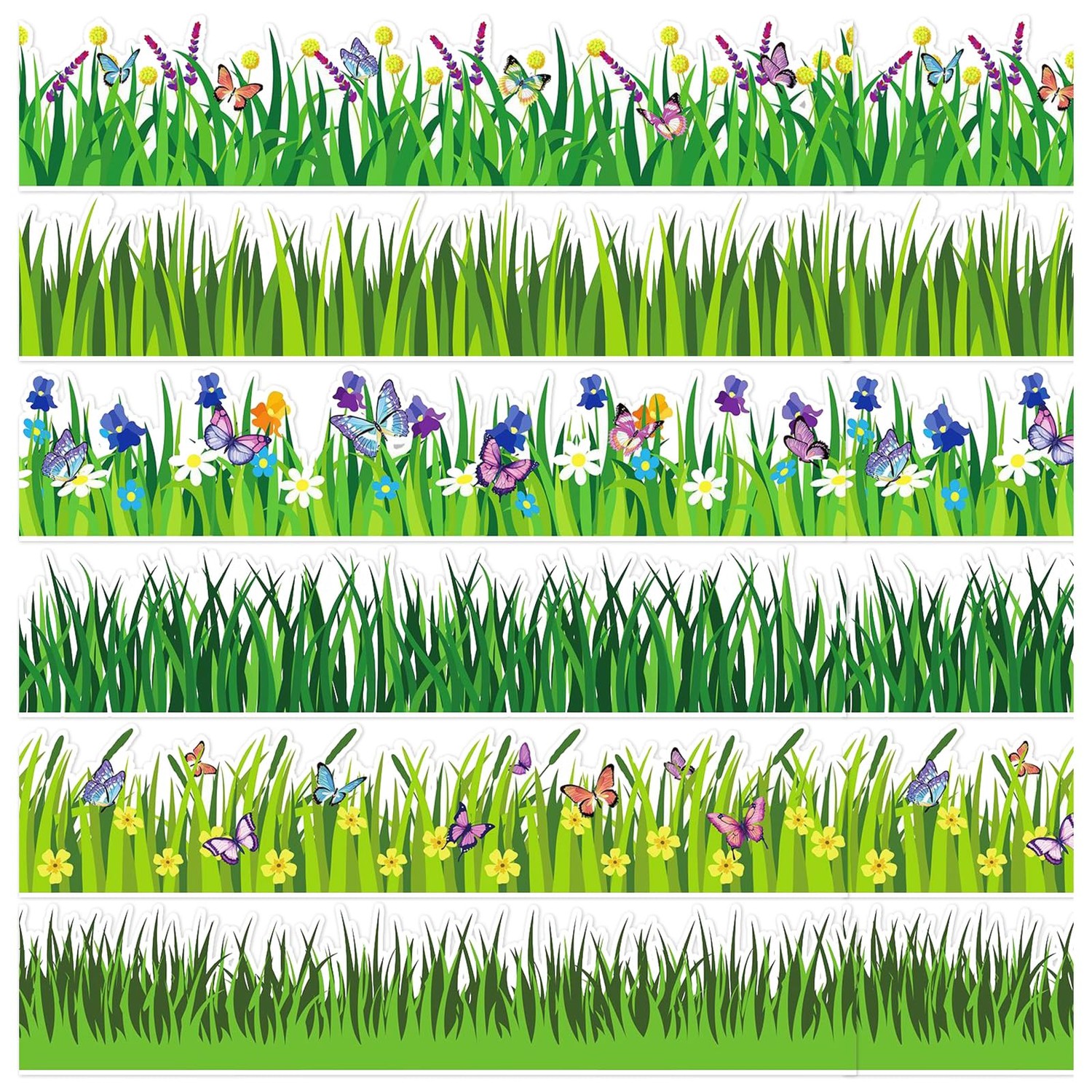 Konsait Bulletin Board Borders Set, 55Ft Green Grass Border for ...