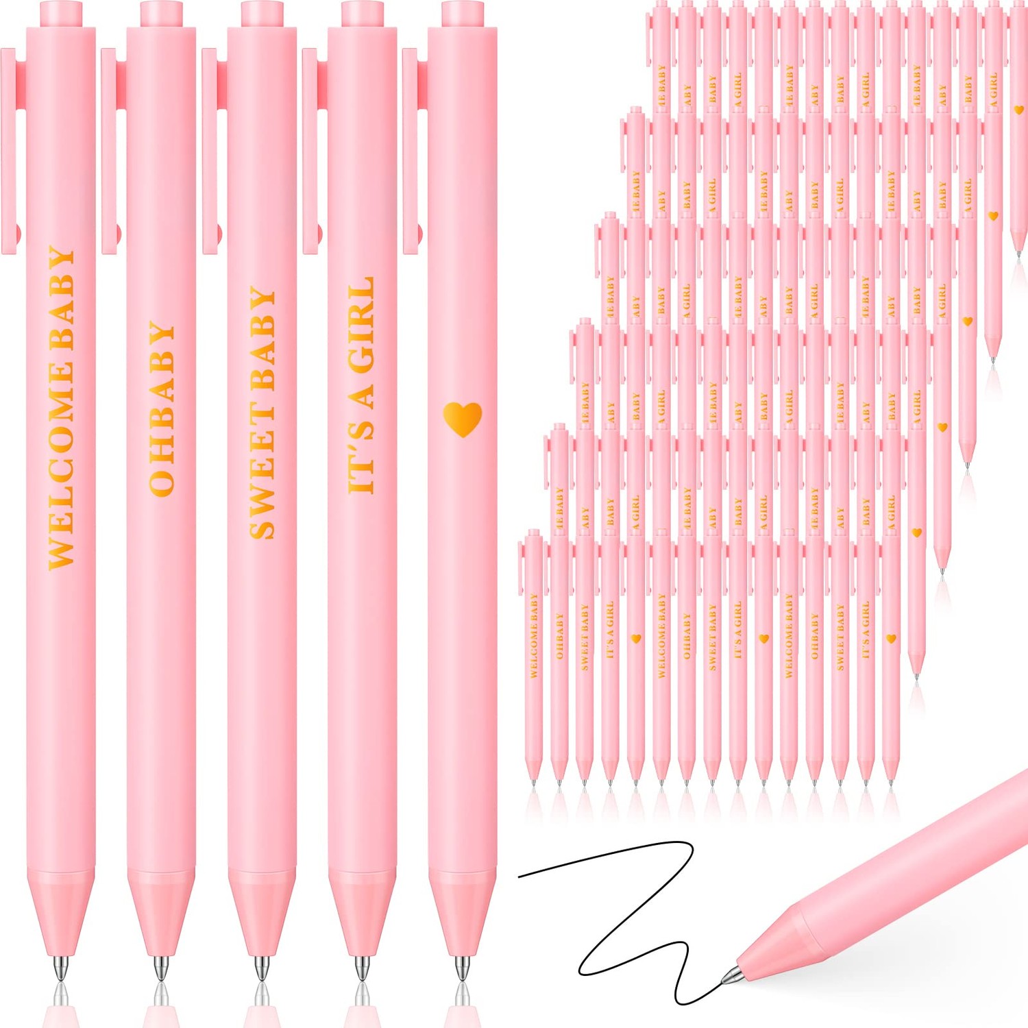 Lincia 100 Pcs Baby Shower Pens Retractable Ballpoint Pen with Black ...