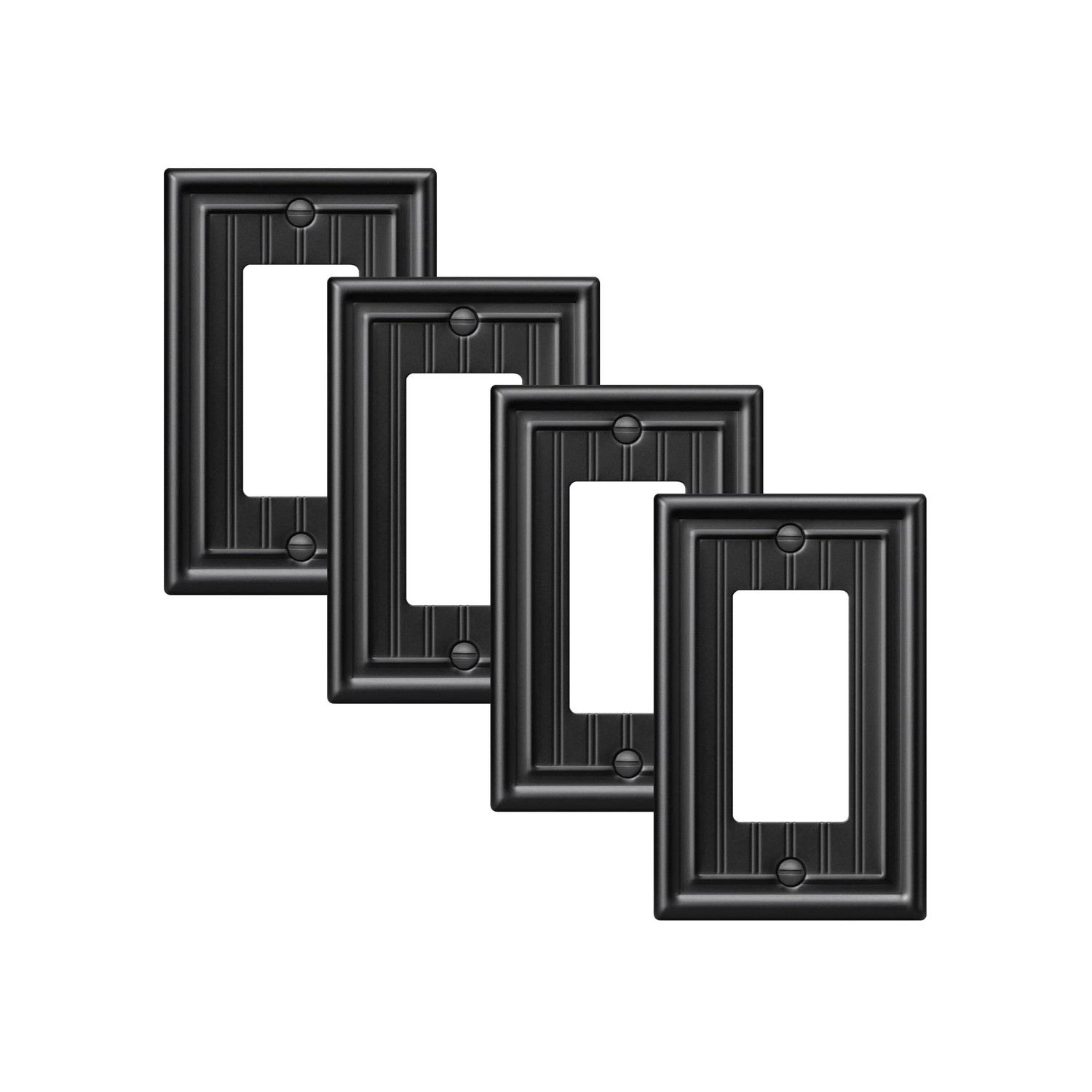 DEWENWILS 4-Pack Black Outlet Covers & Switch Plates — Decorative Metal ...