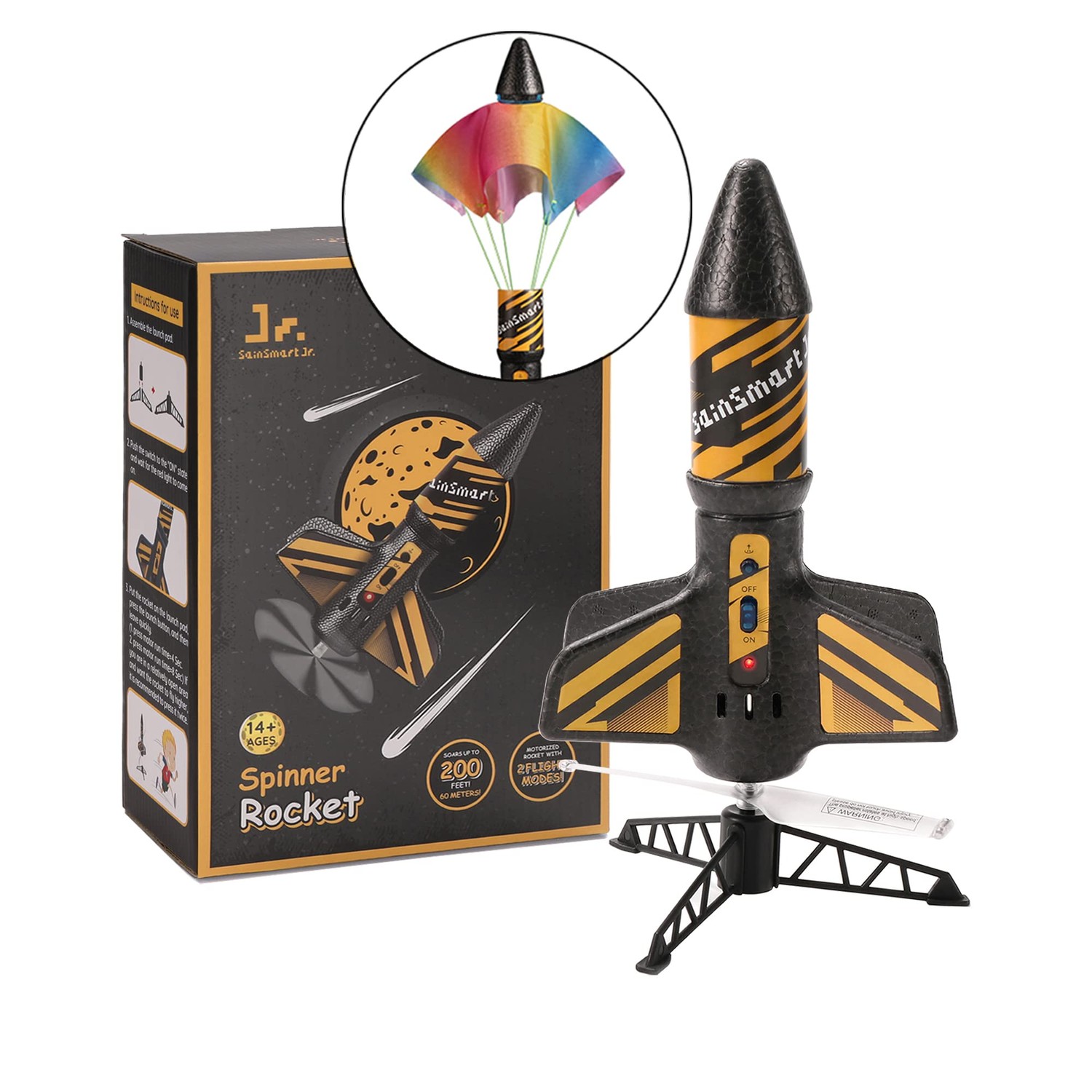 SainSmart Jr. Rocket Launcher for Kids, 200 Feet of Flight Altitude ...