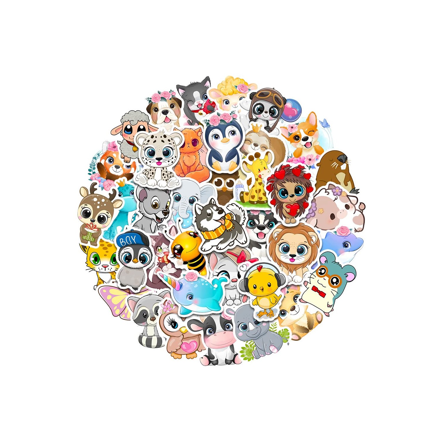 Cute Animal Stickers, 50 Pieces, Aesthetic Decoration, Vinyl Stickers ...