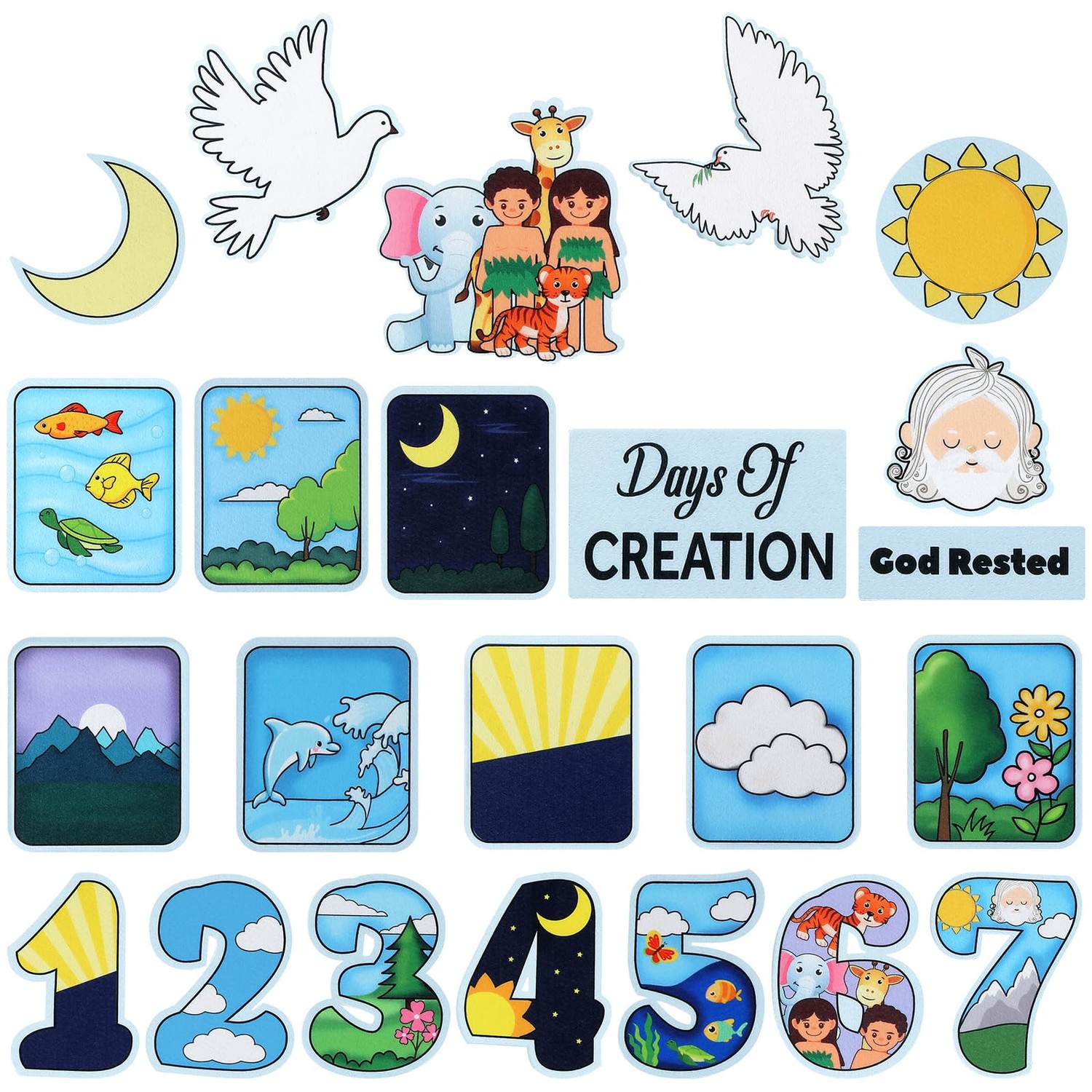 Peryiter Days of Creation Bible Felt Set 23 Pcs Precut Bible Felt ...